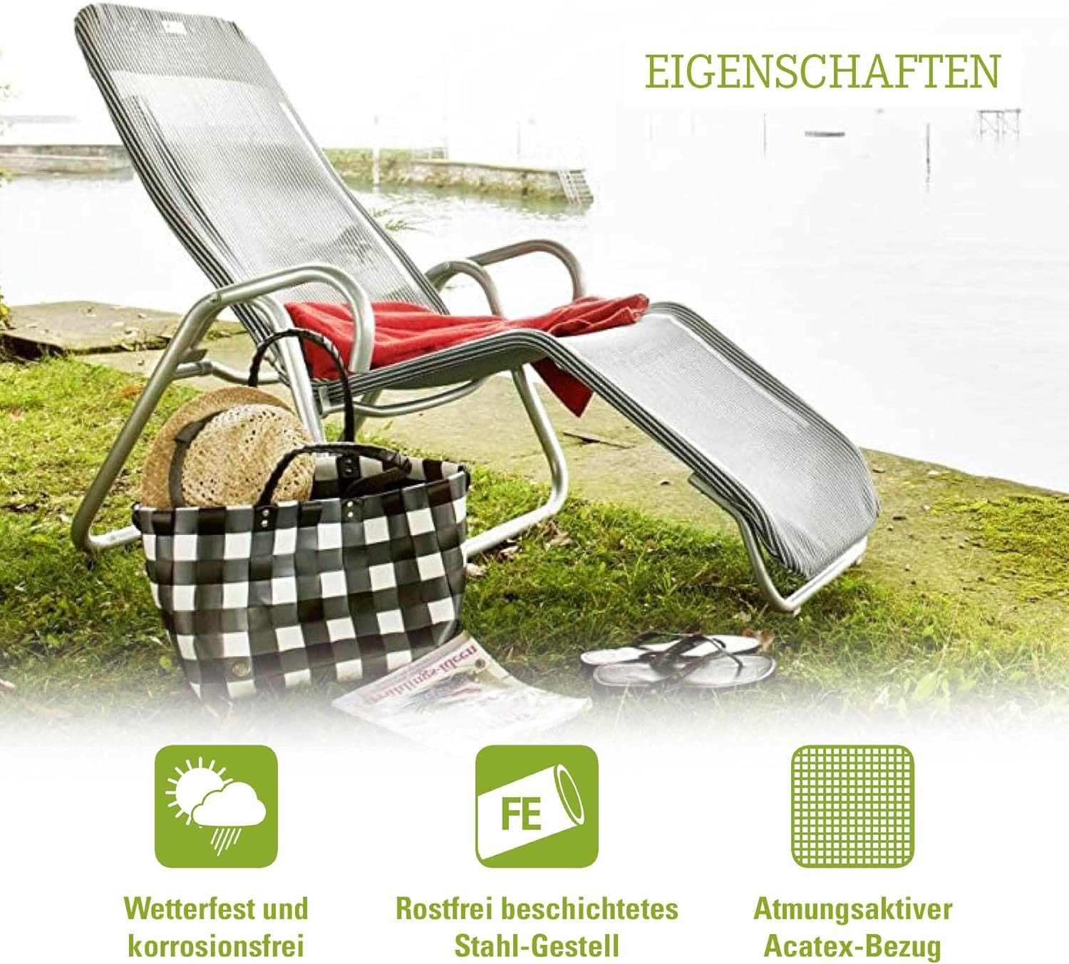 acamp Gartenliege Gesundheitsliege Calypso klappbar snow