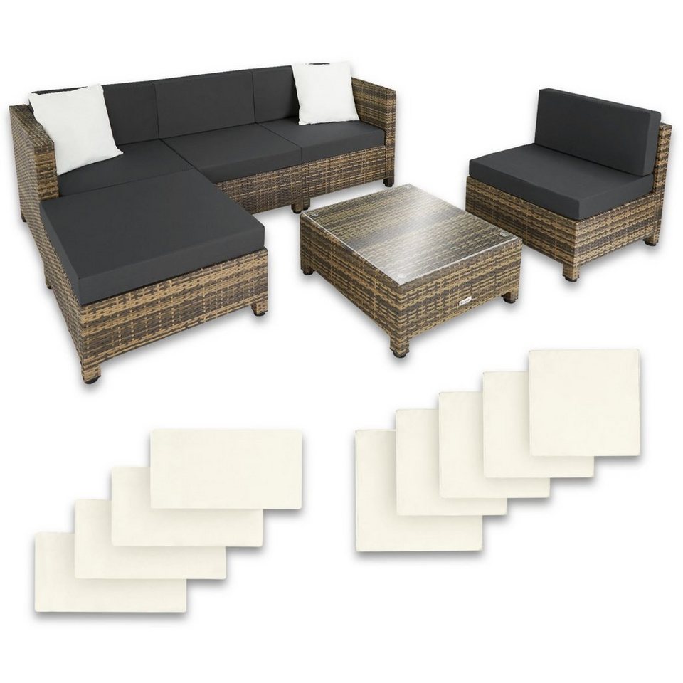 Tectake Loungeset Rattan Lounge Mit Aluminiumgestell Las Vegas 12