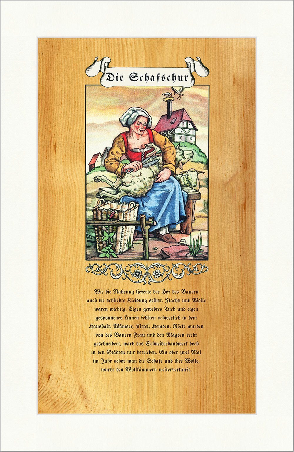 Kunstdruck Die Schafschur Schären Wolle Schaf Schere Stand 327, (1 St)