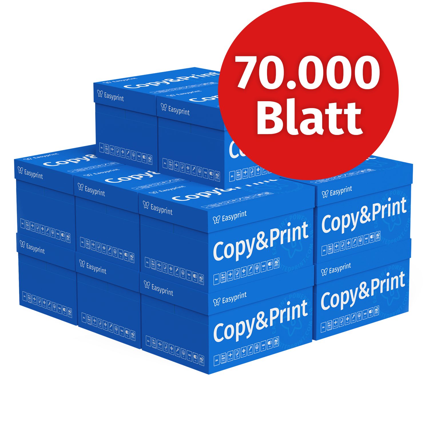 Easyprint Drucker- und Kopierpapier Kopierpapier 70000 Blatt A4 Premium Hochweiß CIE 160 ...
