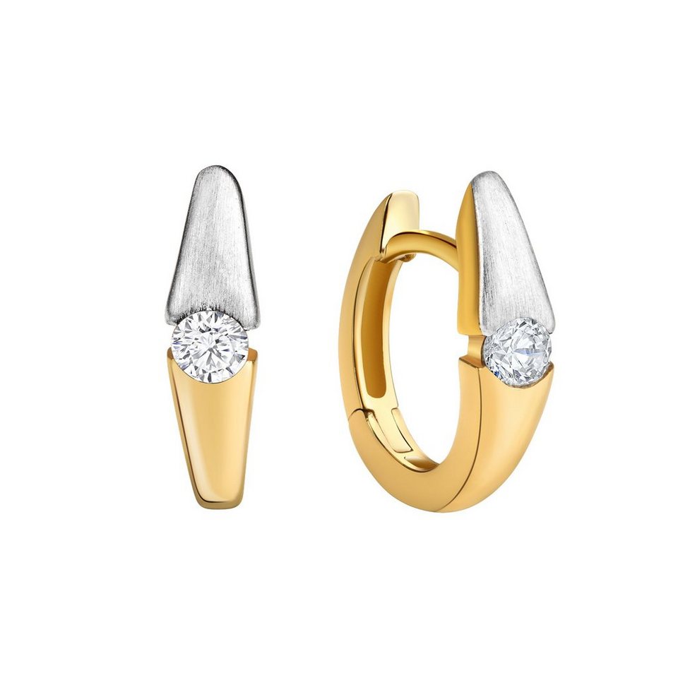 CELESTA Paar Creolen 375/- Gelbgold 2farbig Zirkonia CELESTA Paar Creolen 375/- Gelbgold 2farbig Zirkonia