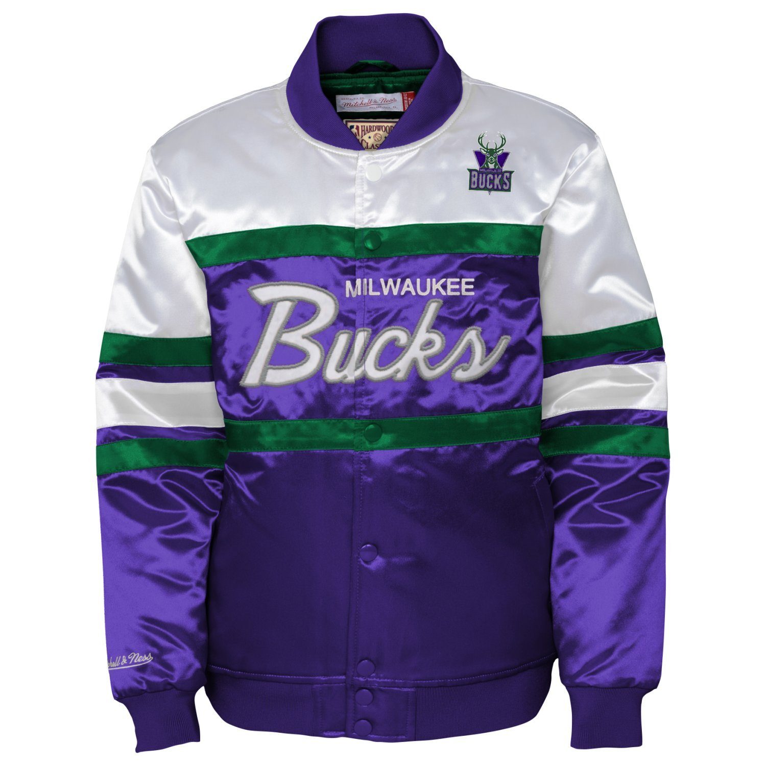 Mitchell & Ness Windbreaker Heavyweight Satin SCRIPT Milwaukee Bucks