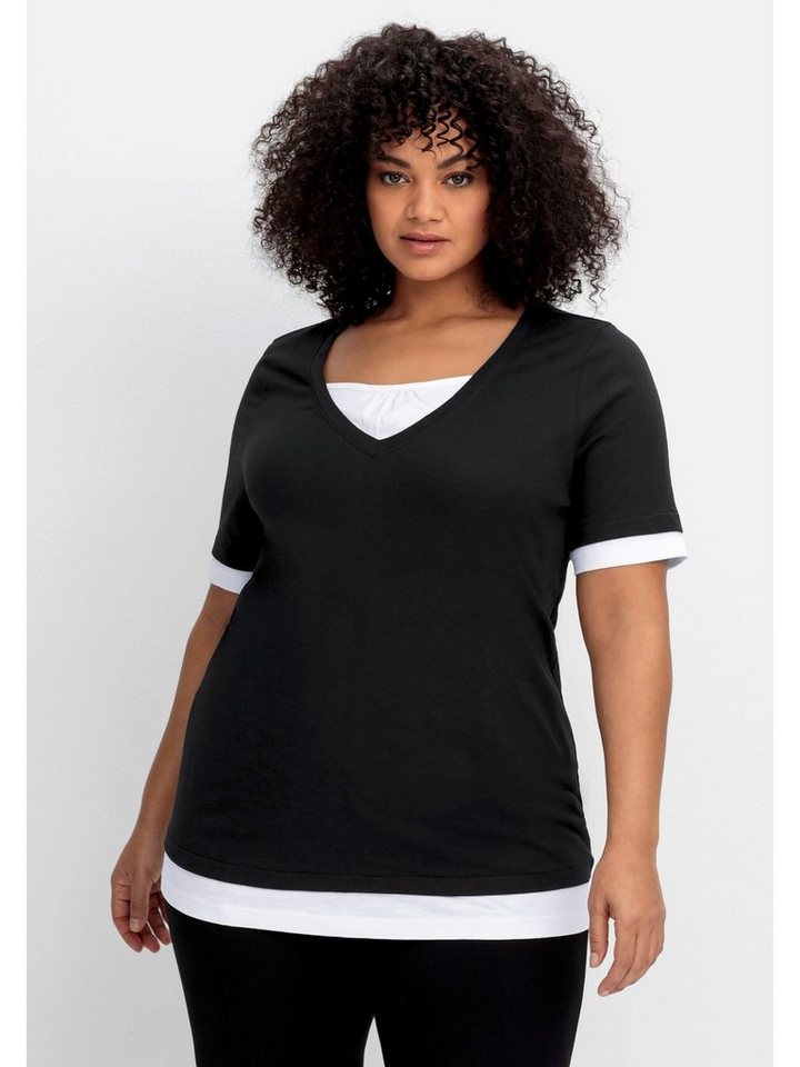 Sheego 2 In 1 Shirt Große Größen In 2 In 1 Optik Mit V Ausschnitt