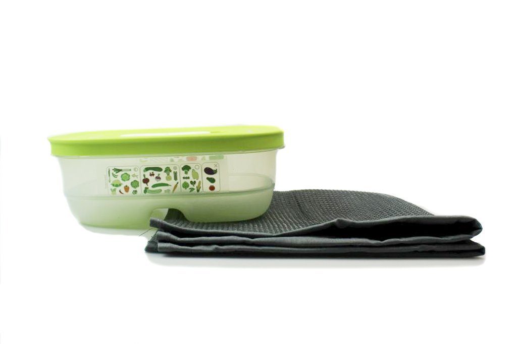TUPPERWARE Back-Set KlimaOase 800 ml limette flach + GLASTUCH