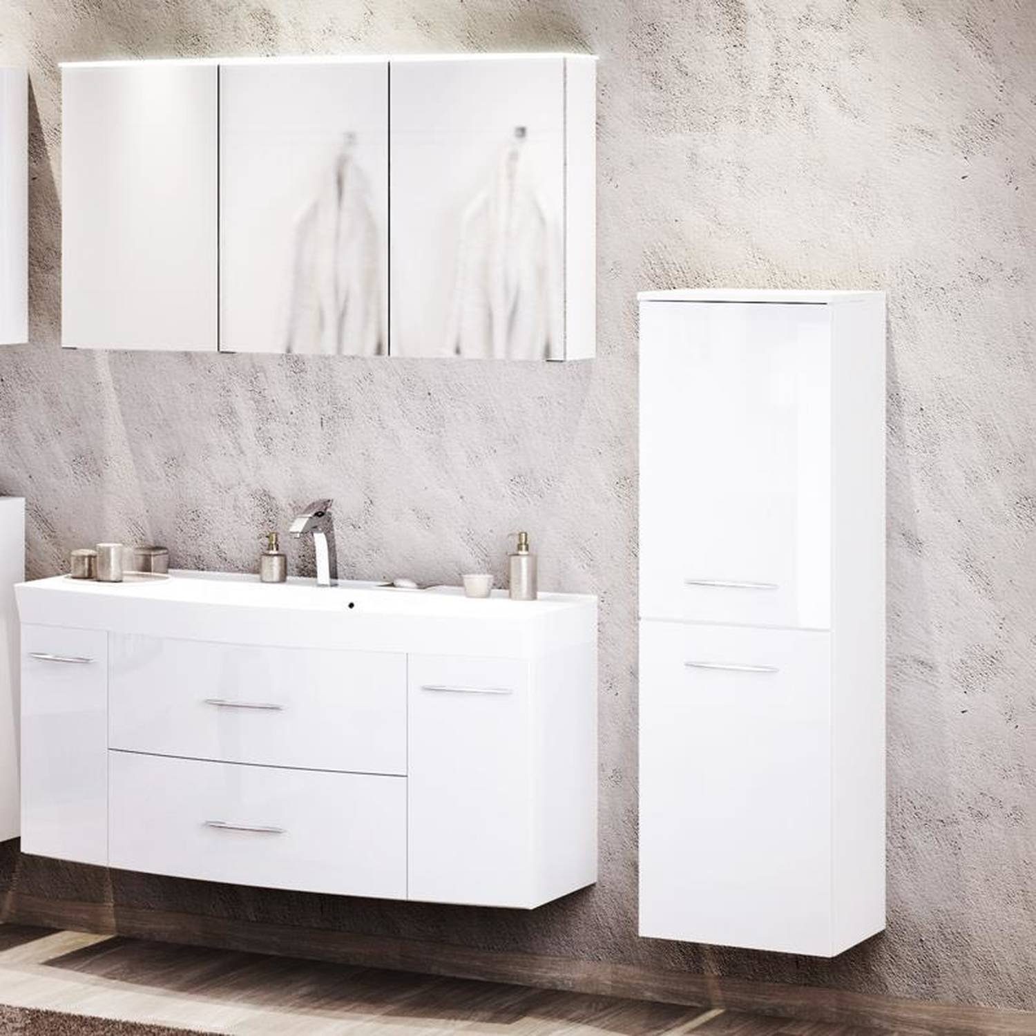 Lomadox Badmöbel Set Florido 03 Spar Set 3 St 3 Tlg Hochglanz