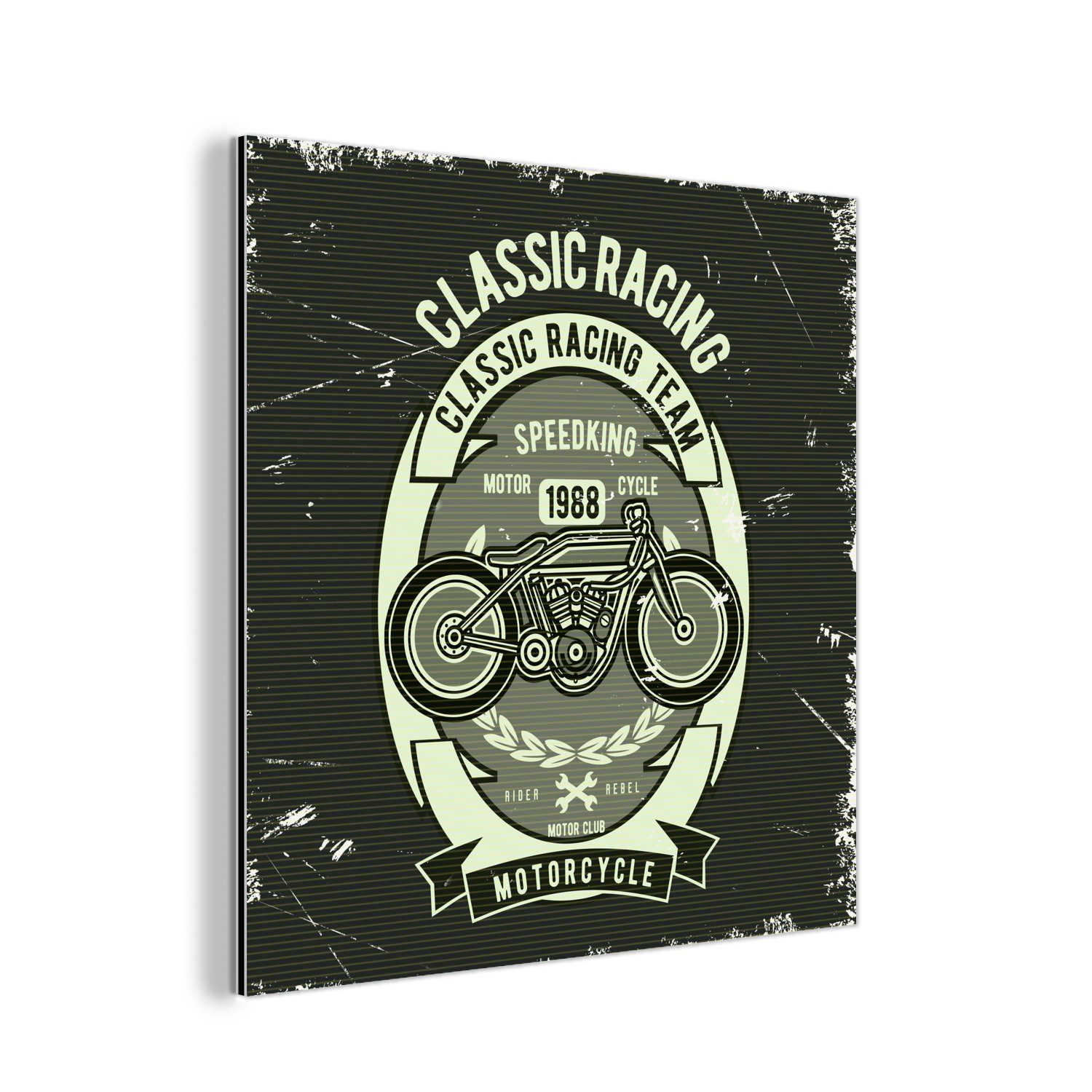 Muchowow Metallbild Motorrad Rennen Retro Zeichnung 1 St Alu
