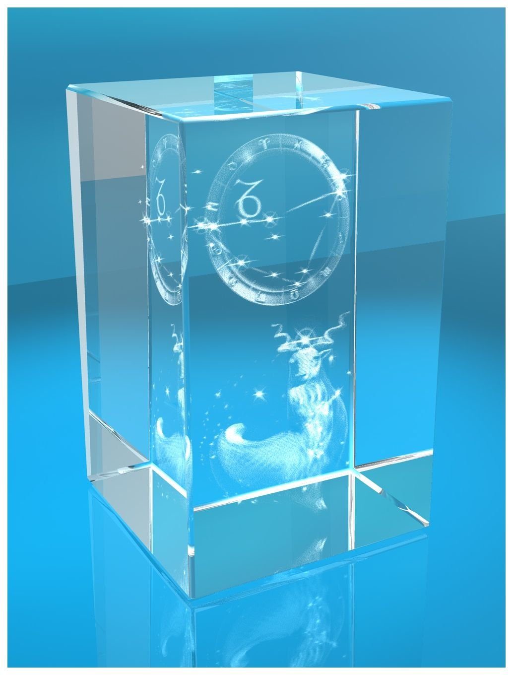 Dekofigur 3D Glasquader I Sternzeichen PRO I Motiv: Steinbock, Hochwertige Geschenkbox, Made in ...