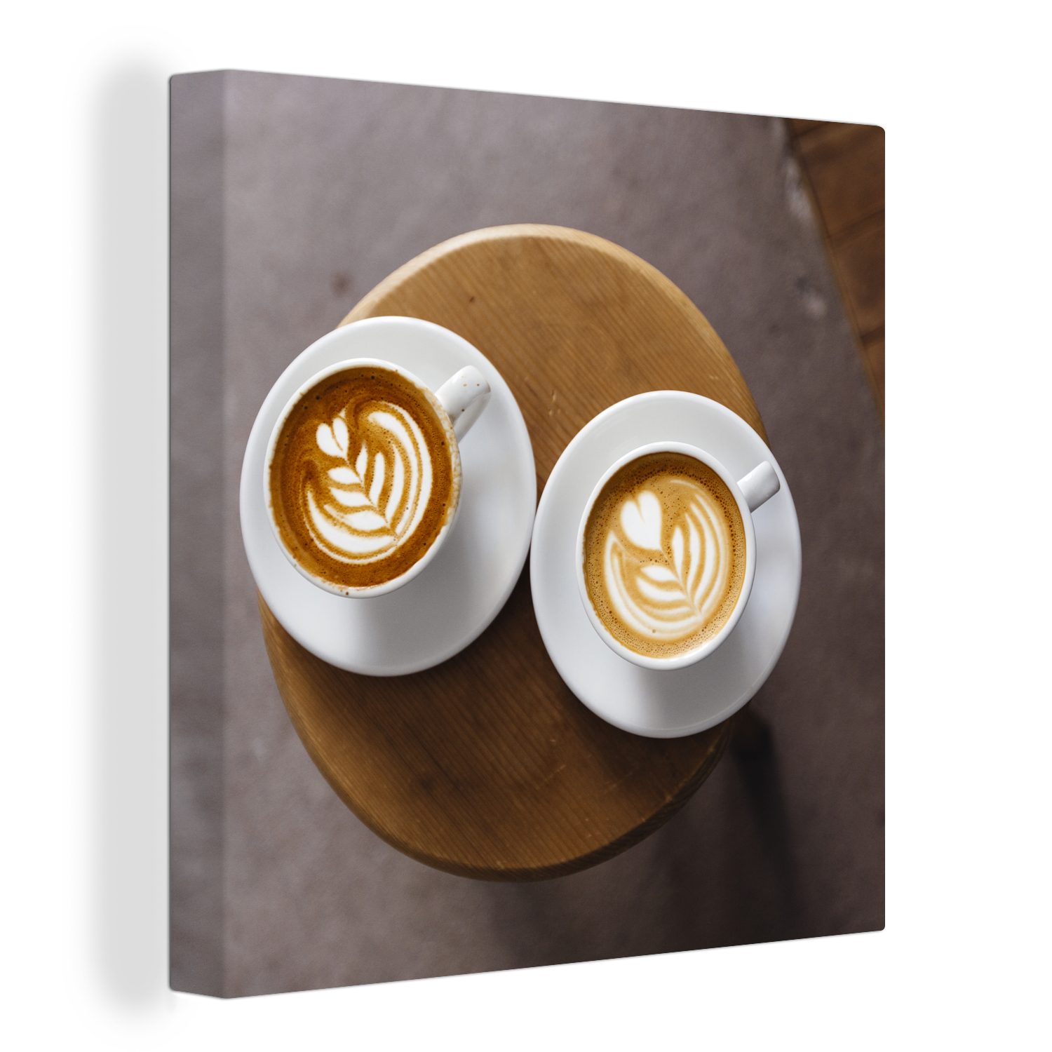 Onemillioncanvasses® Leinwandbild Zwei Kaffeetassen Mit Latte Art