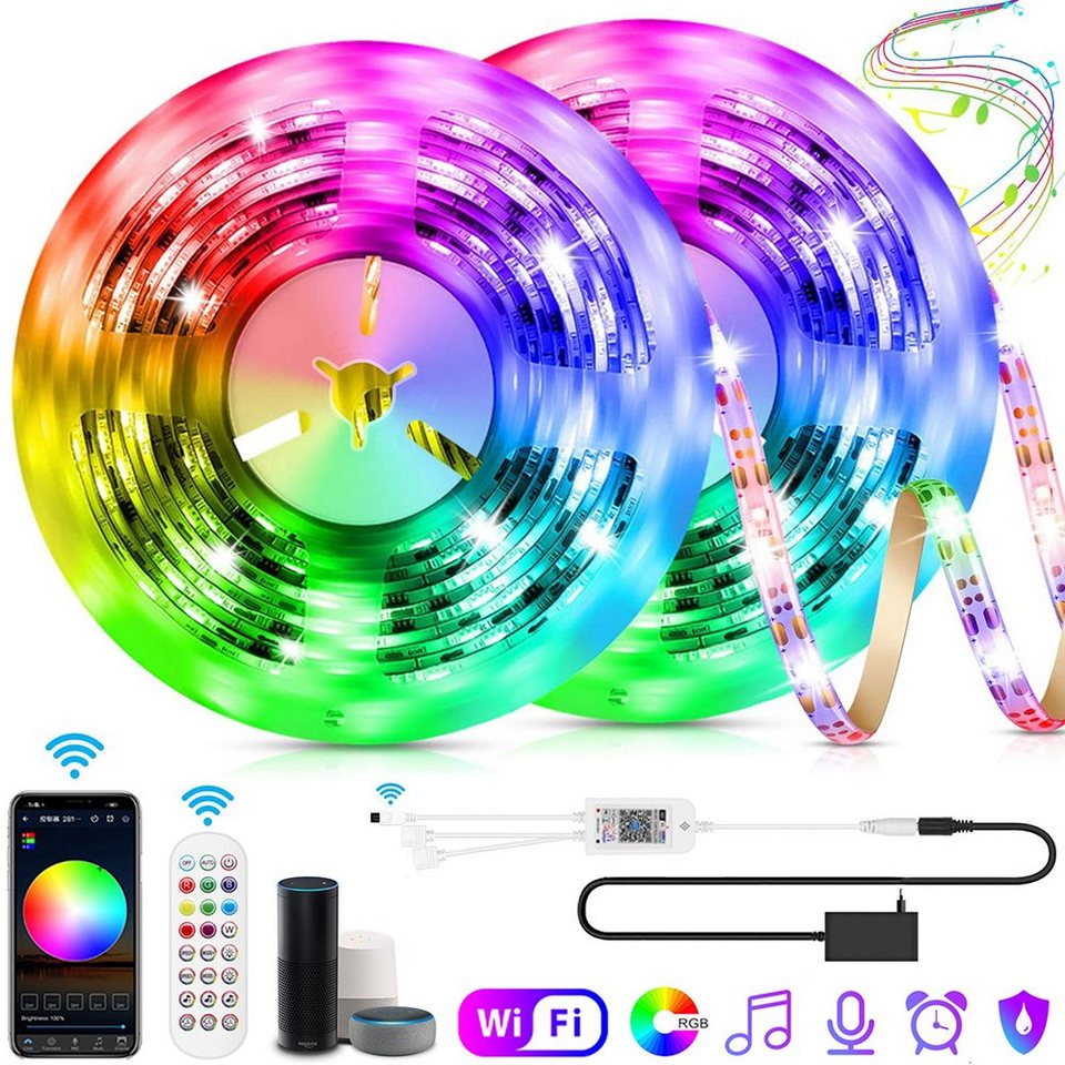Rosnek Led Stripe 5m 15msmart Wifi5050 Rgbselbstklebendleds