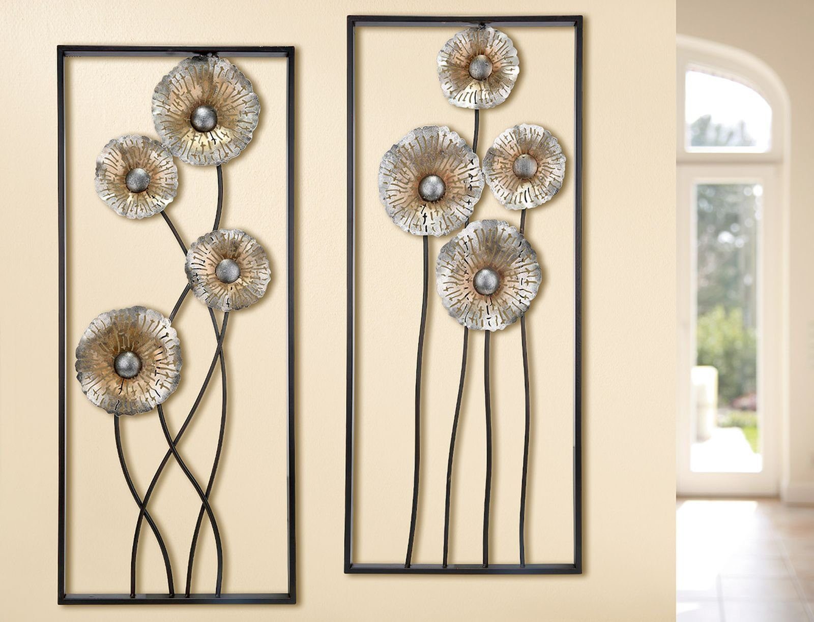 Gilde Bilder Collage Metall Wandrelief Mohn Ve 2 So Bxhxl 38 Cm X