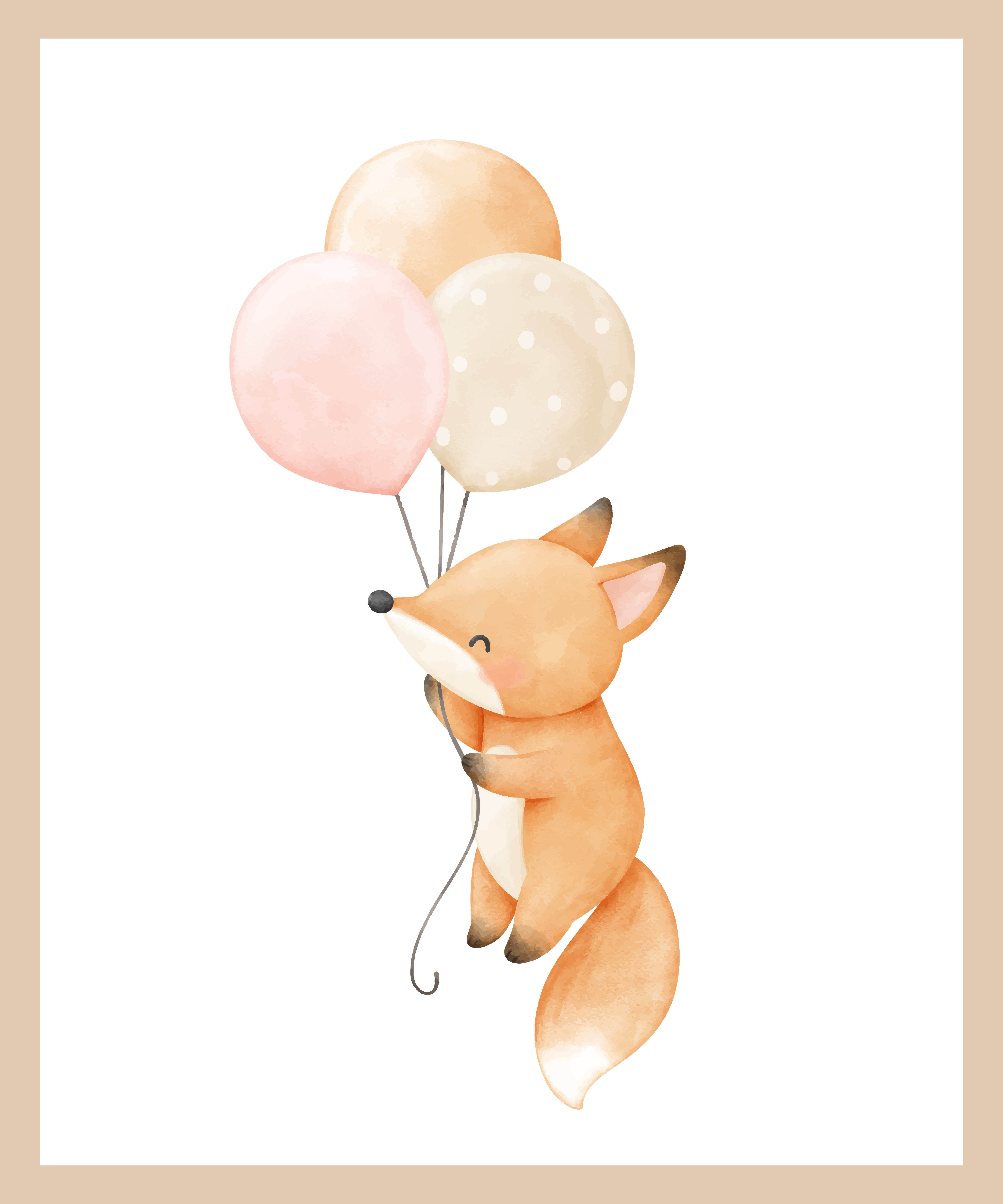 Lüttenhütt Bild mit Rahmen Fuchs mit Luftballons, Fantasy, Füchse, Luftballon, Tiere (1 St ...