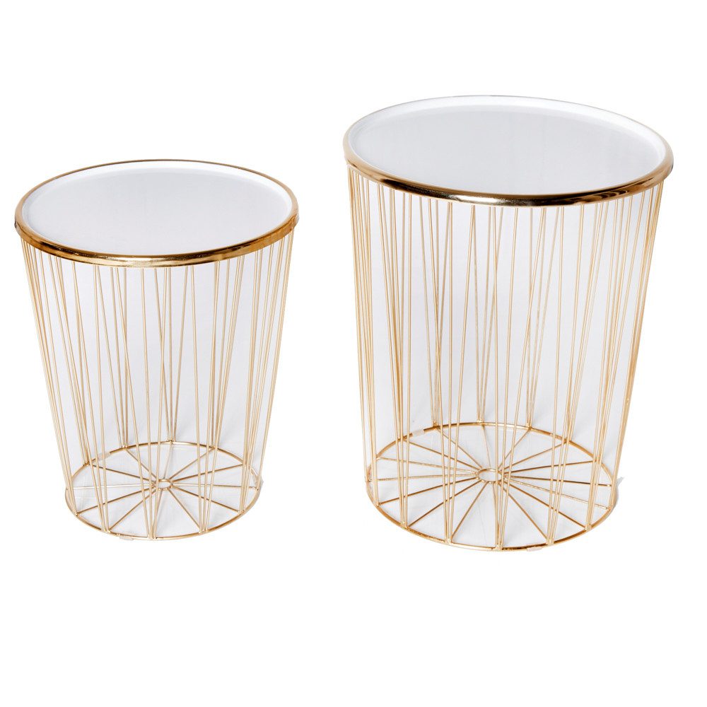 Riess Ambiente Beistelltisch Storage 48cm Weiß Gold Set 1 St