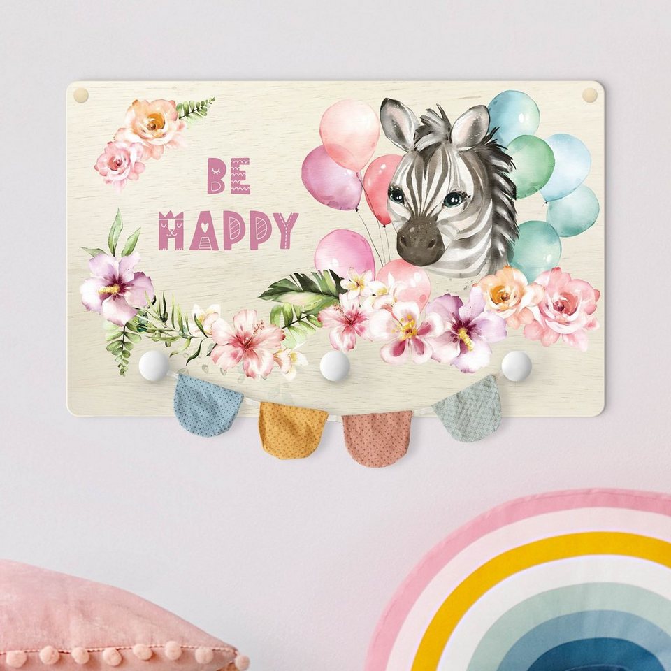 Bilderdepot24 Garderobenpaneel Bunt Wasserfarben Illustration Sprüche