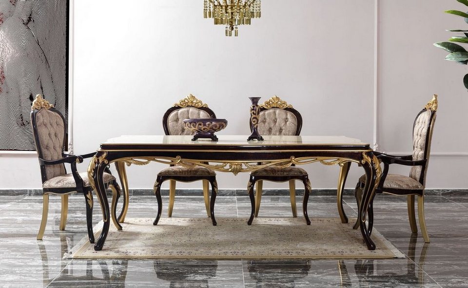 Jvmoebel Esszimmer Set Braun Esszimmer Esstisch Stühle Holz 9tlg Barock