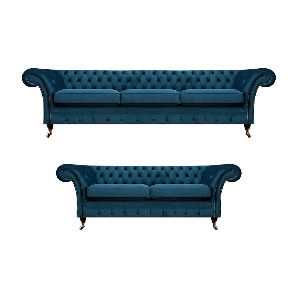 Jvmoebel Wohnzimmer Set Sofagarnitur Chesterfield Textilsofa Sofas