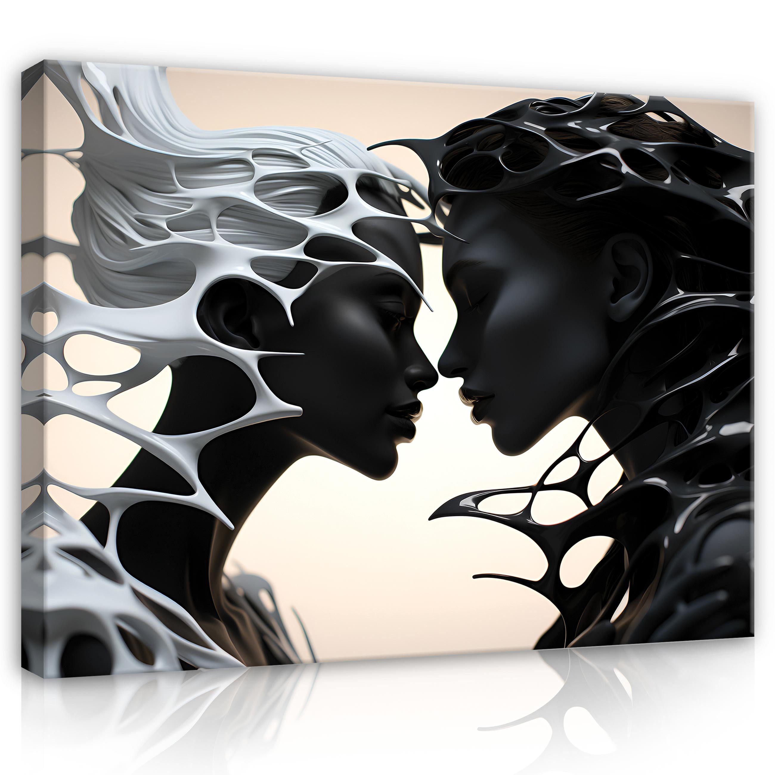 Wallarena Leinwandbild Frau schwarz grau Abstrakt Wand Deko Modern XXL Leinwandbilder Bilder ...