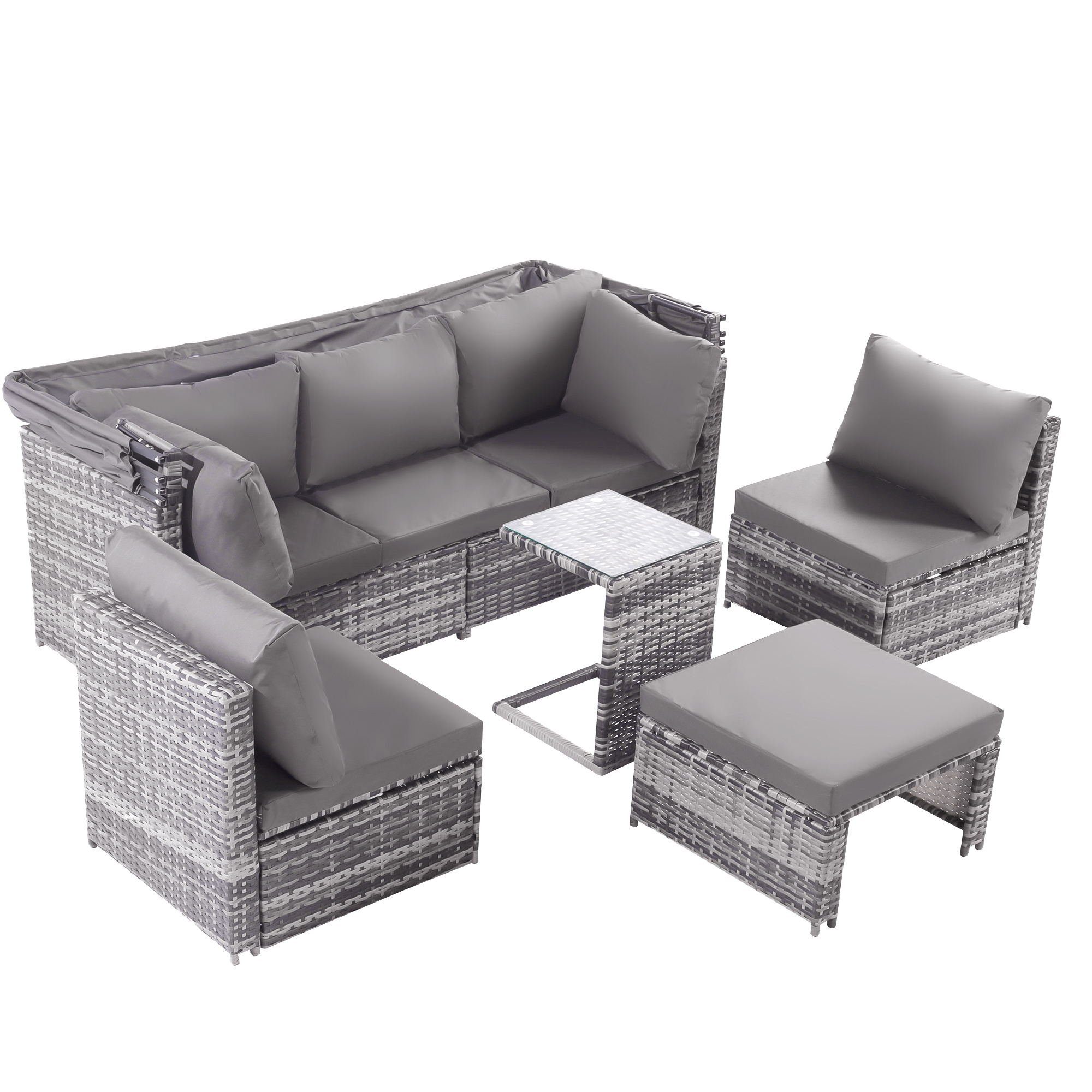 Klam Home Gartenlounge Set Wetterfeste Sitzgruppe Aus Polyrattan Für 5