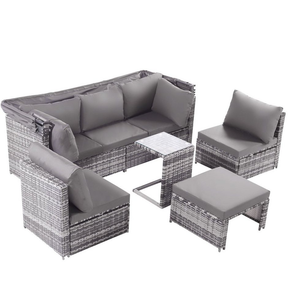Klam Home Gartenlounge Set Wetterfeste Sitzgruppe Aus Polyrattan Für 5
