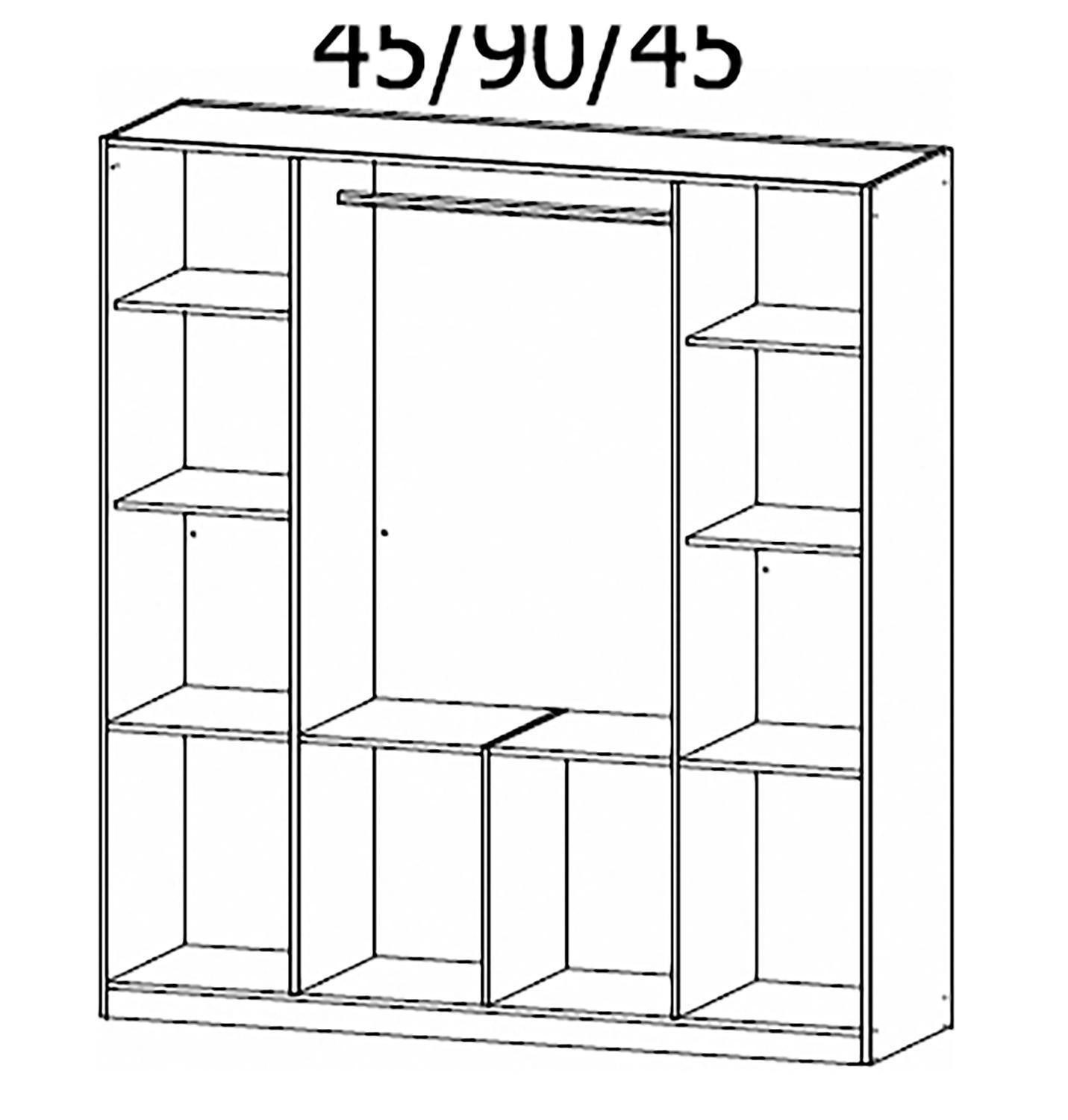 rauch Kleiderschrank BREMEN, Artisan Eiche Dekor, Champagnerfarben, 4 ...
