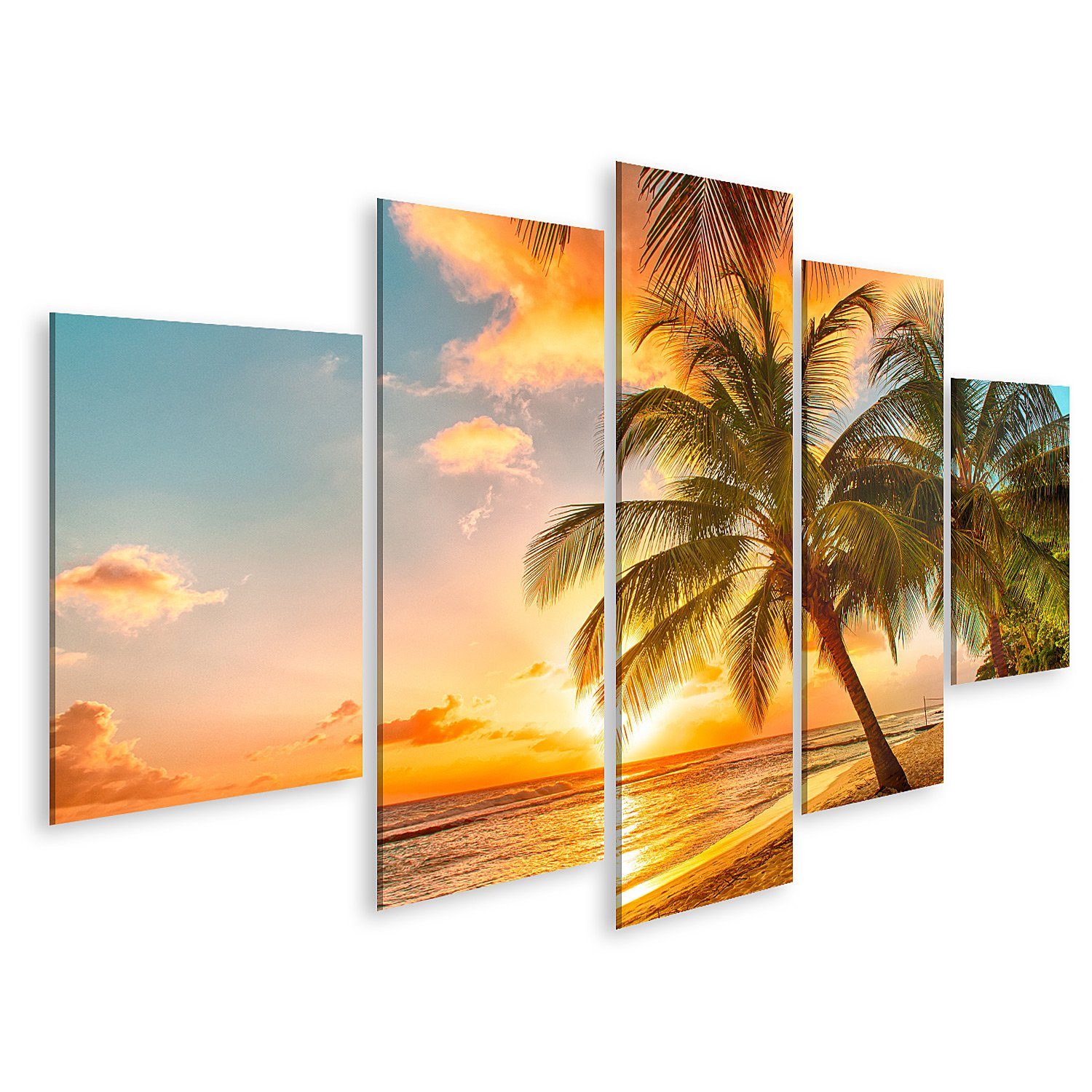 islandburner Leinwandbild Bild auf Leinwand Schöne Sonnenuntergang Über Dem Meer Mit Blick Auf P