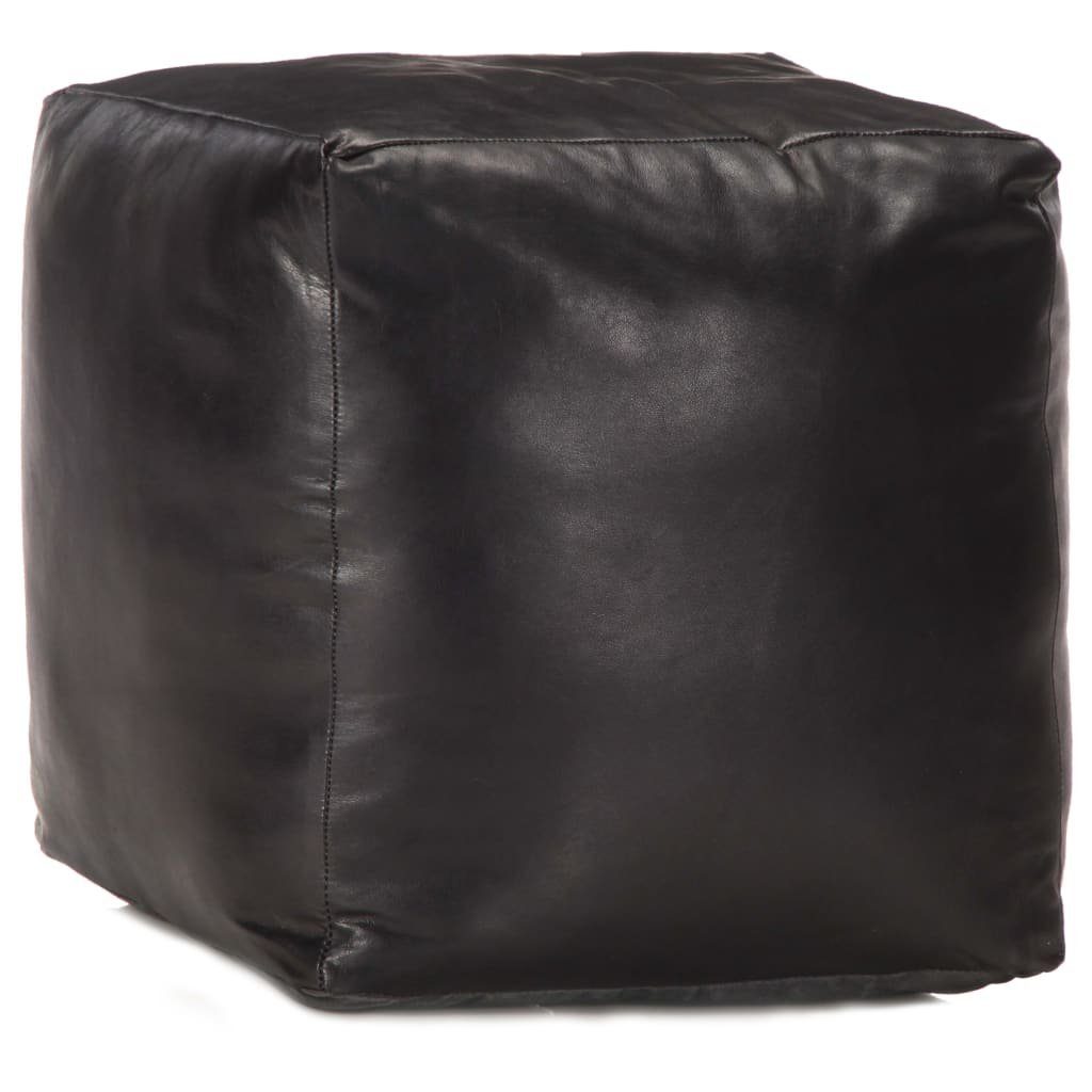 Vidaxl Polsterhocker Pouf Schwarz 40 X 40 X 40 Cm Echtes Ziegenleder 1 St