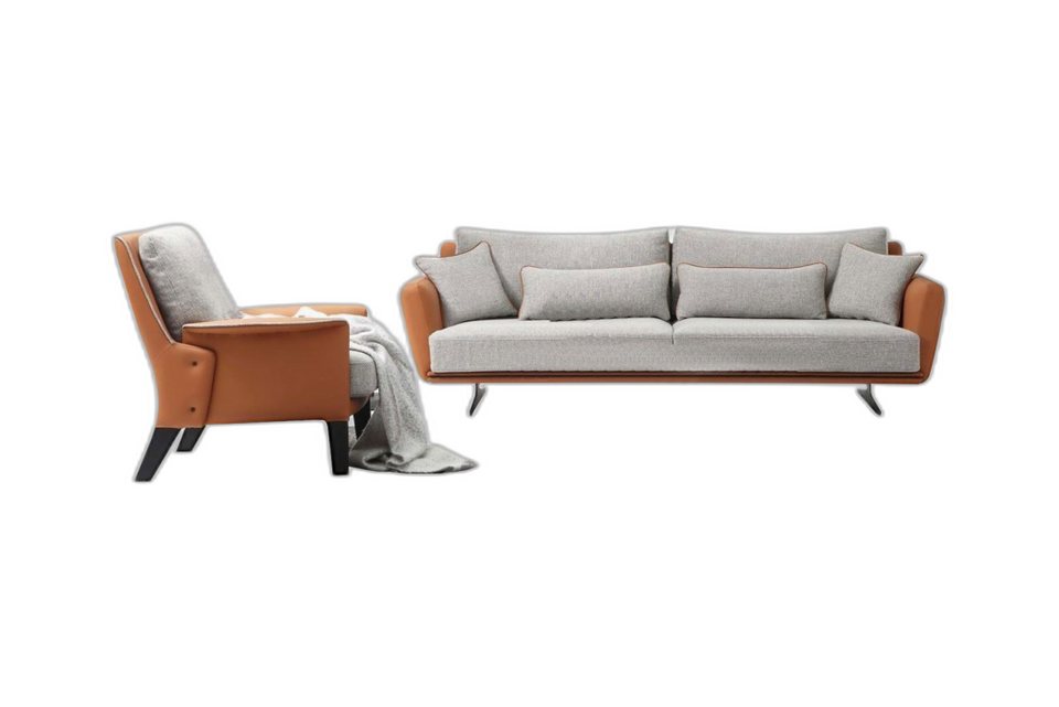 Xlmoebel Polstergarnitur Sofa Set 21 Plätze Wohnzimmer Orange Textil