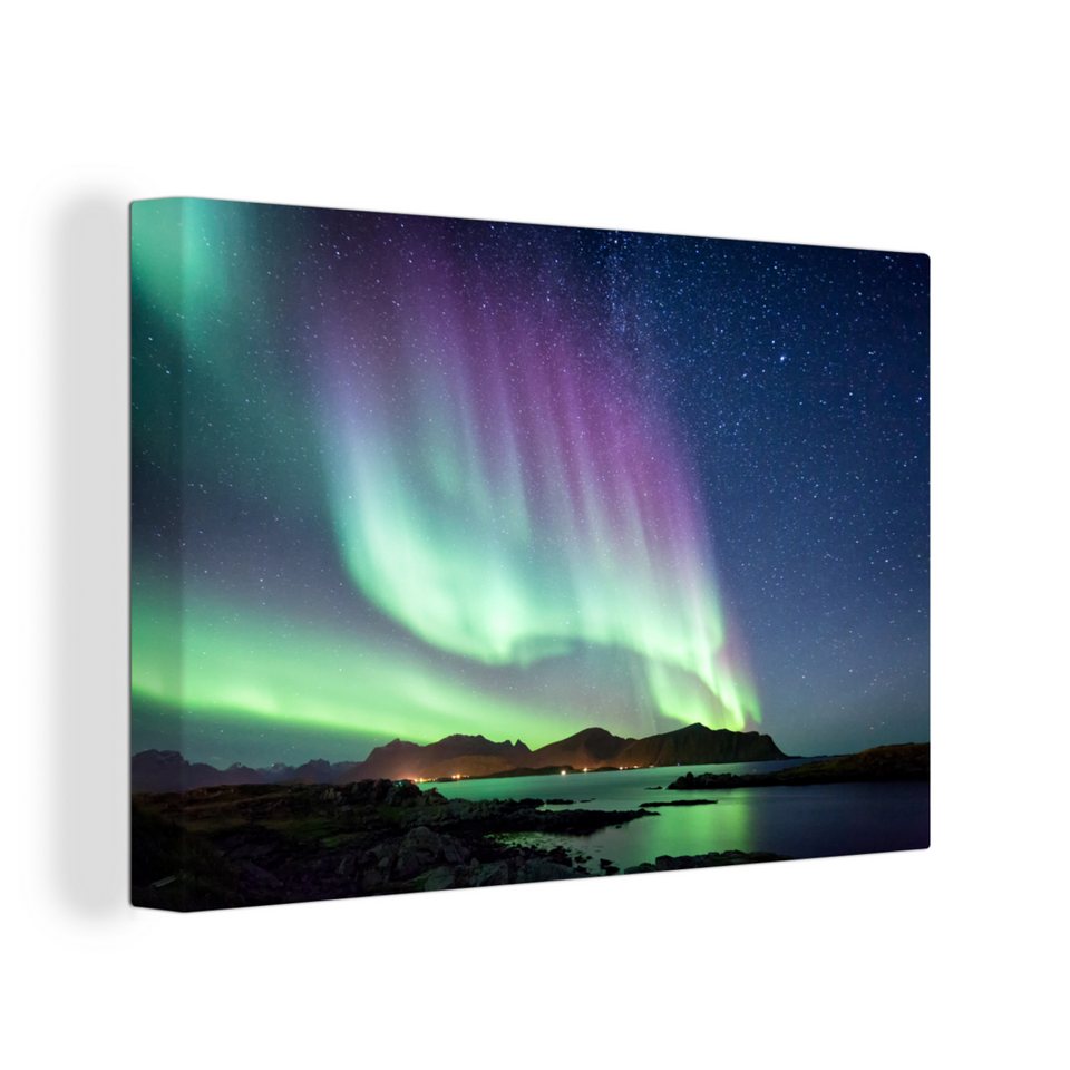 Onemillioncanvasses® Leinwandbild Farbenprächtige Nordlichter Im