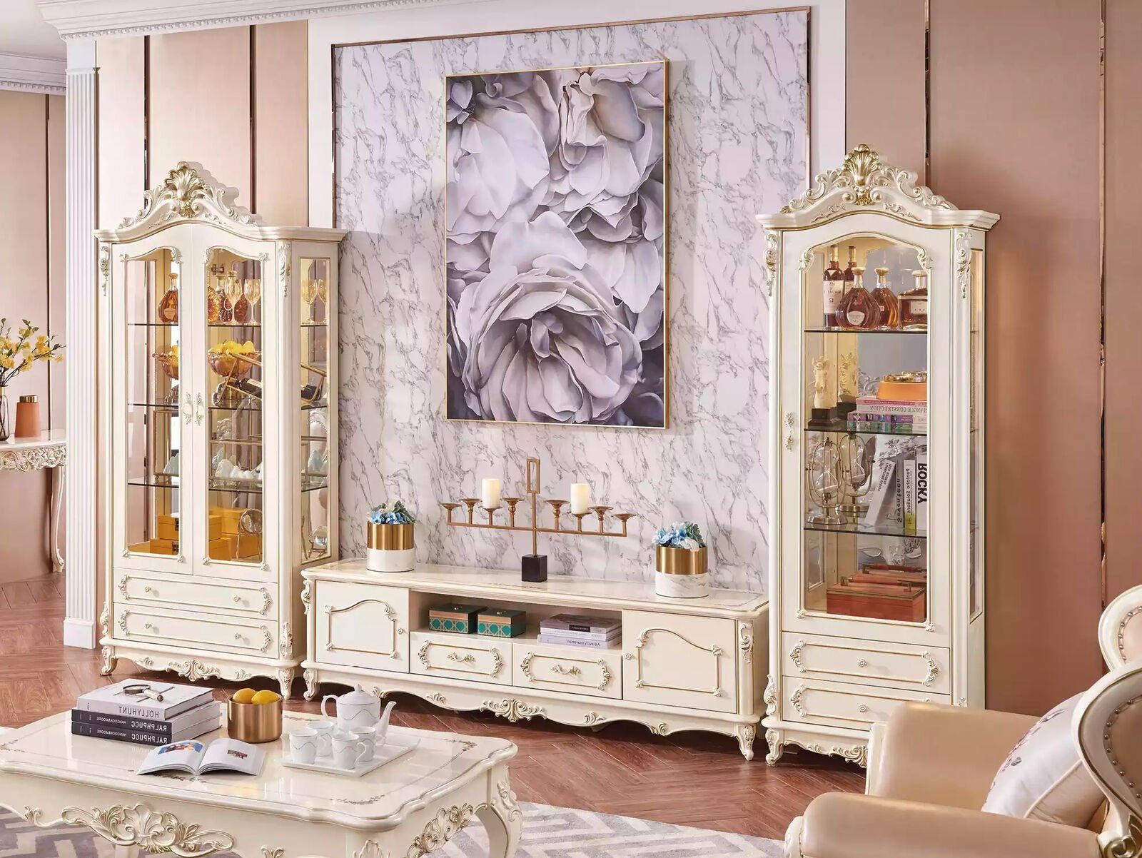 Jvmoebel Wohnzimmer Set Wohnzimmer Set Luxus Tv Staender 2x Vitrine