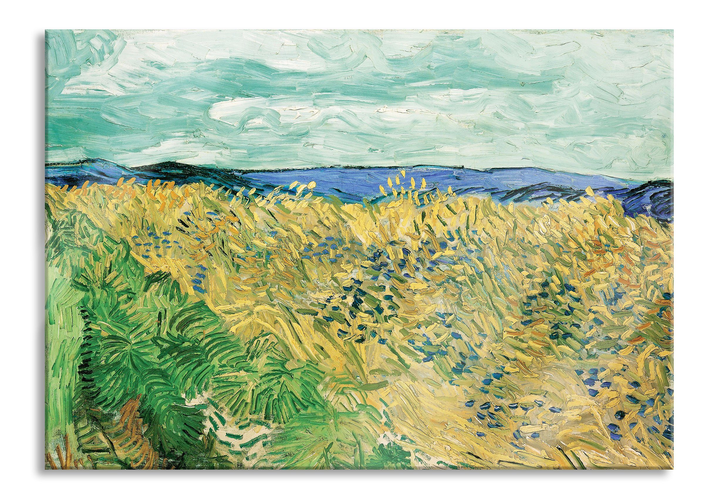 Pixxprint Glasbild Vincent Van Gogh Grünes Weizenfeld Mit Zypressen