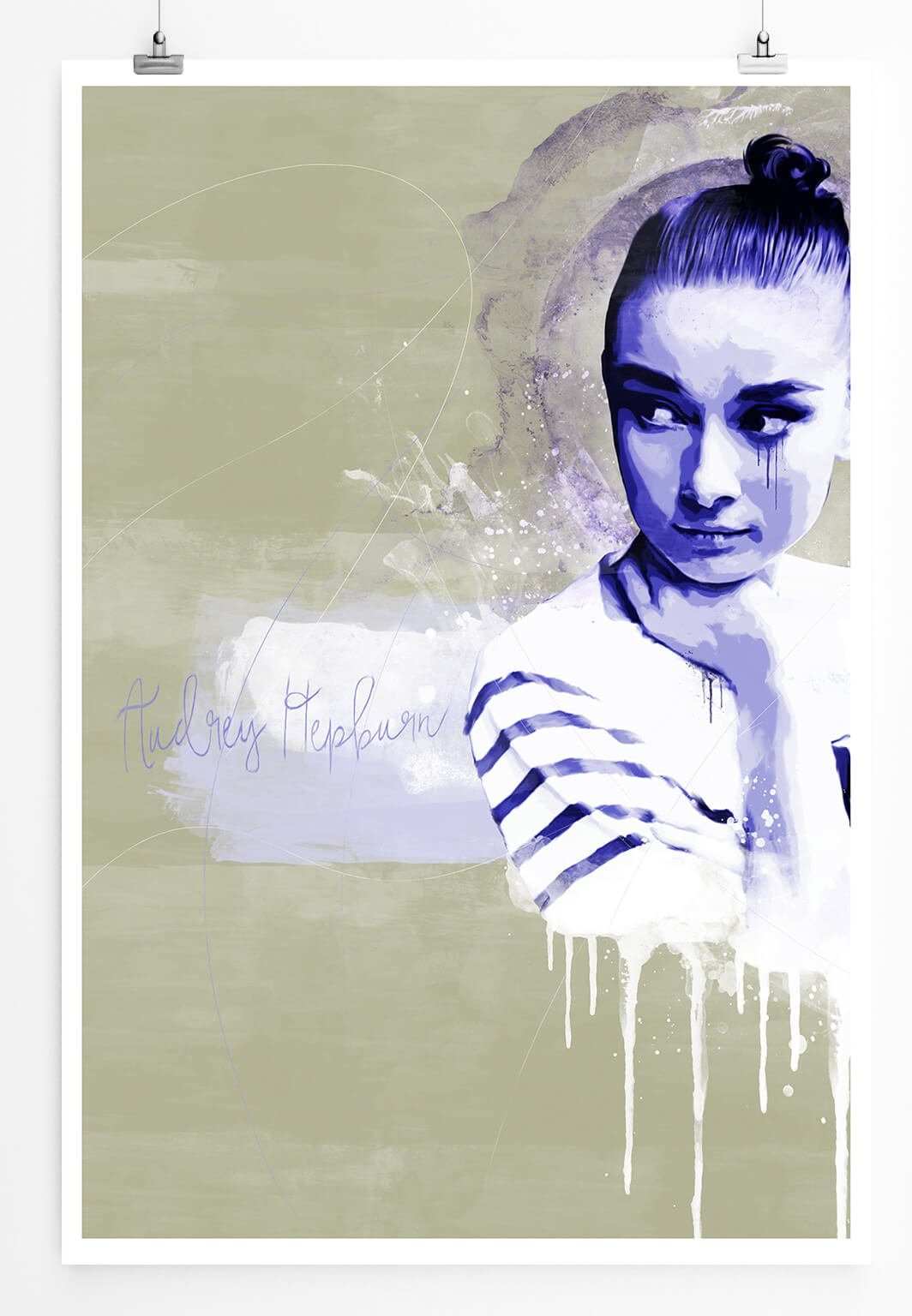 Sinus Art Leinwandbild Audrey Hepburn 90x60cm Paul Sinus Art Splash Art