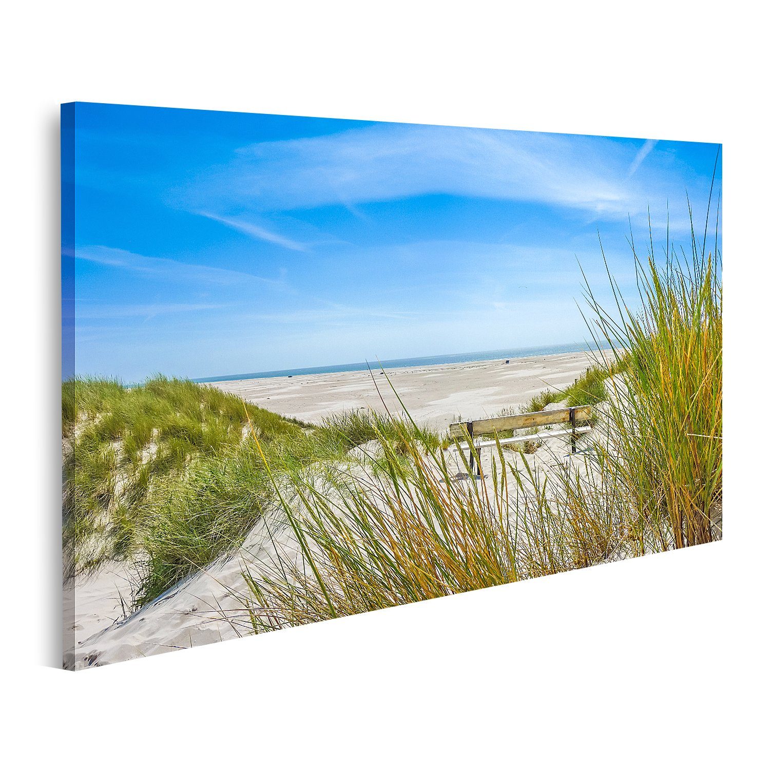 islandburner Leinwandbild Bild auf Leinwand Schöne Dünenlandschaft und langer Strand auf der Ins