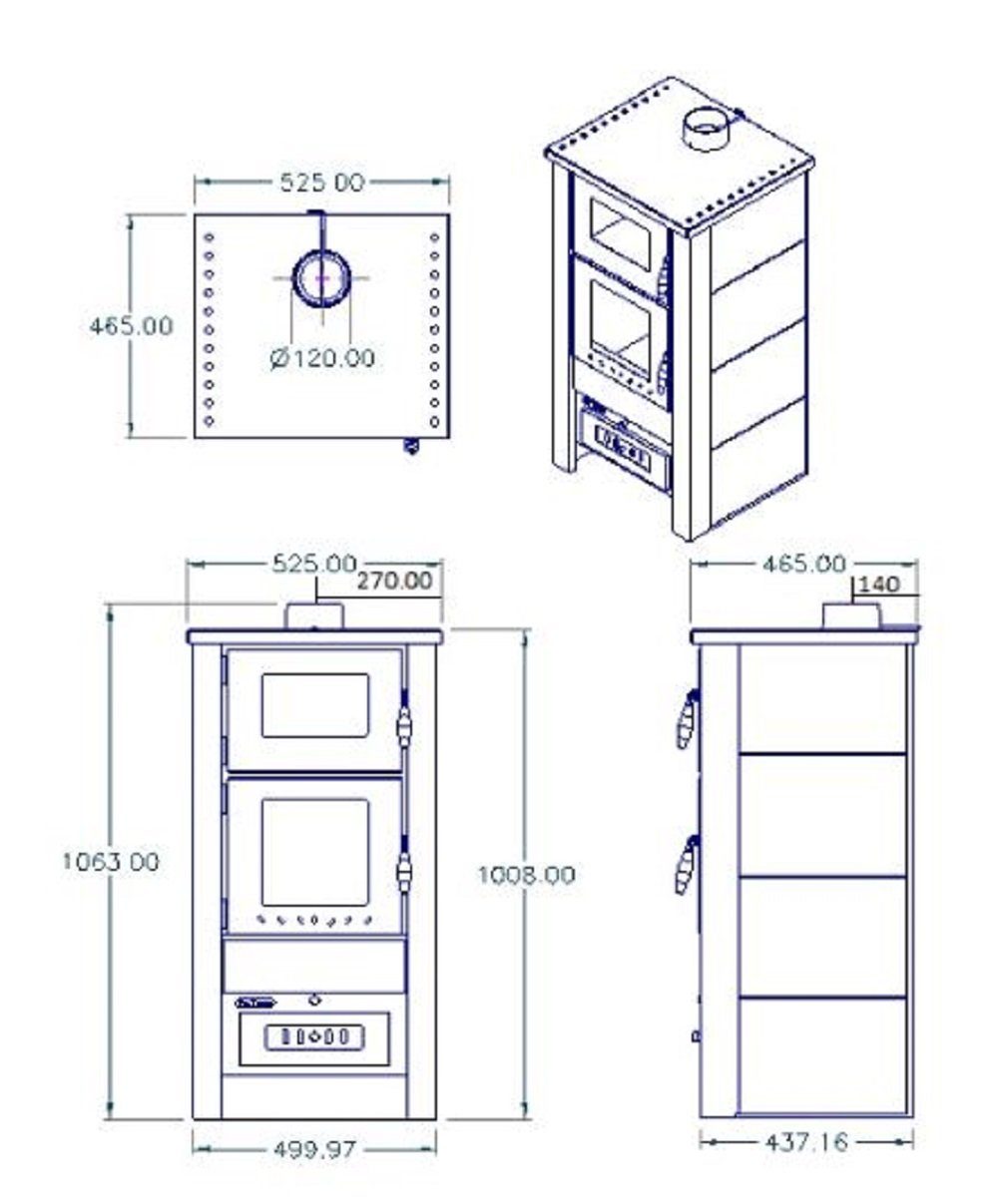 ProTermo Kaminofen Taurus-Metall mit Backfach, 12,05 kW, Schwedenofen