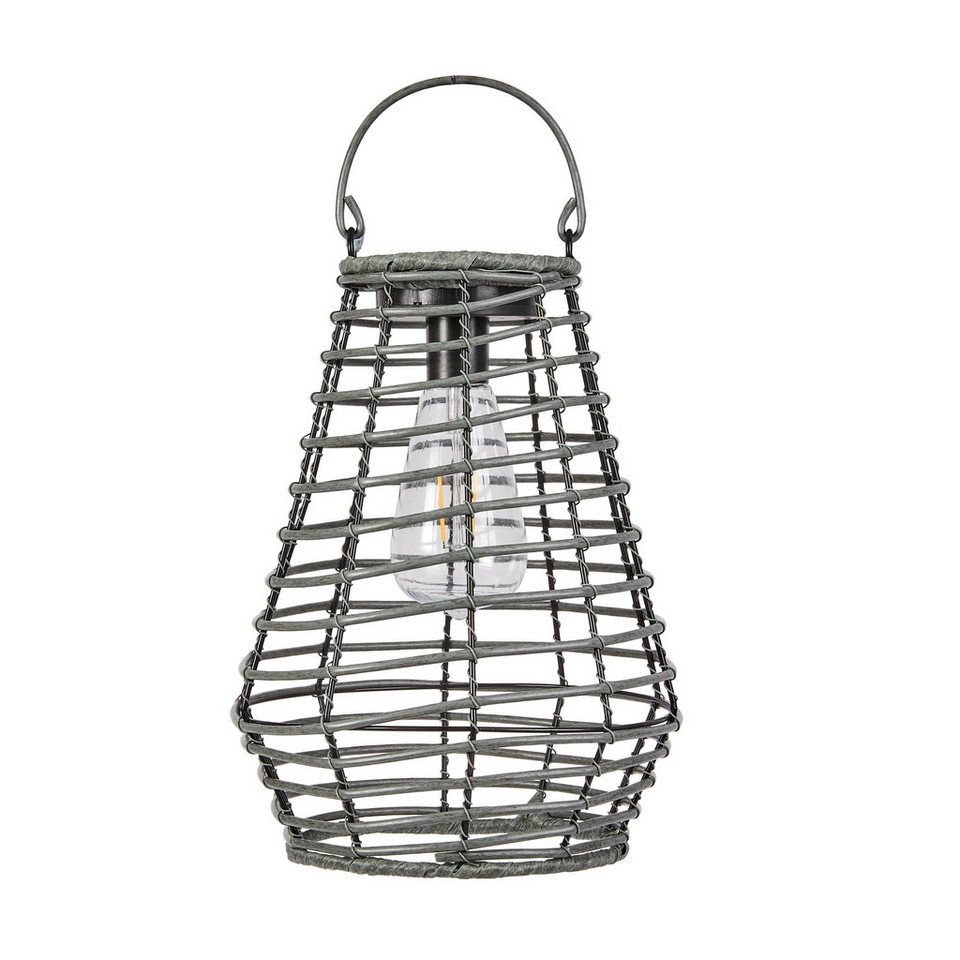 Smart Garden Led Solarleuchte Solarlaterne Maris Rattan Grau 27 Cm Led