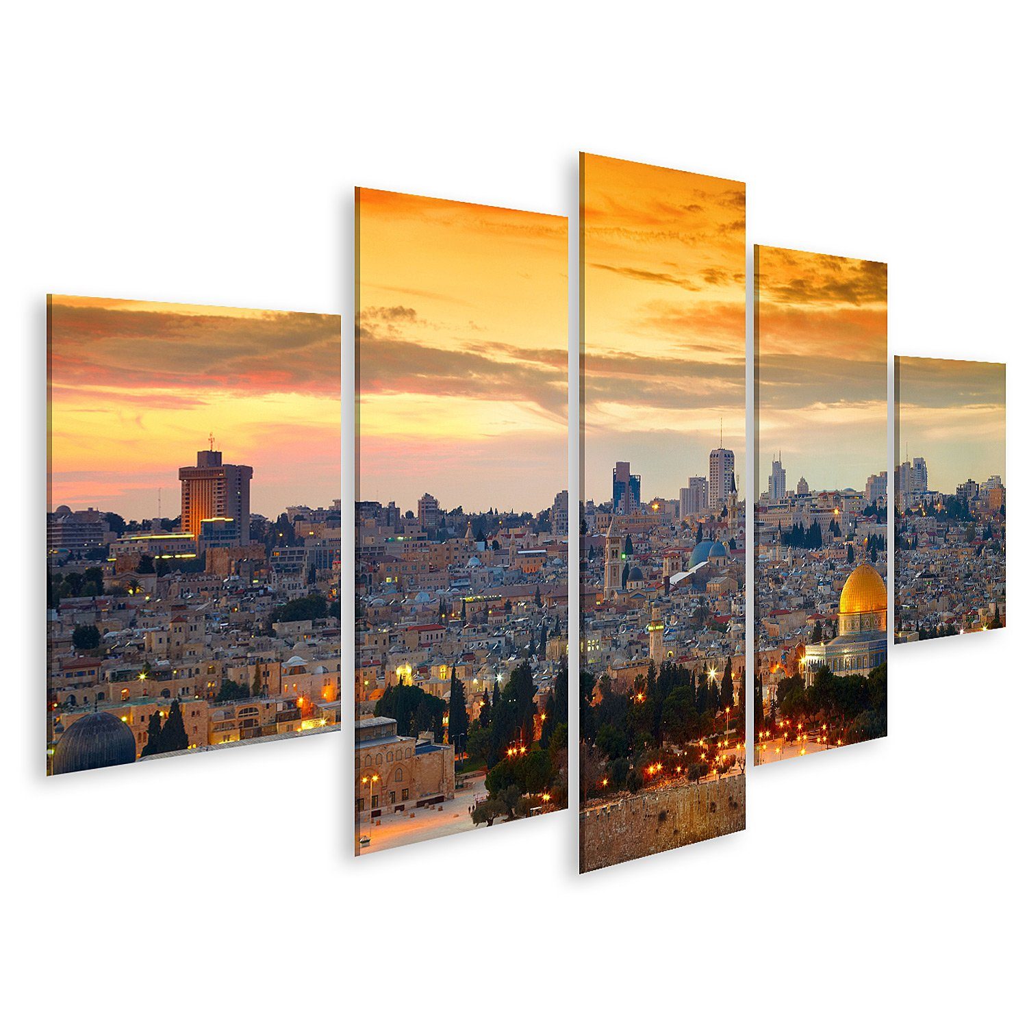 islandburner Leinwandbild »Bild auf Leinwand Panorama der Jerusalemer Altstadt Israel Wandbild Po«