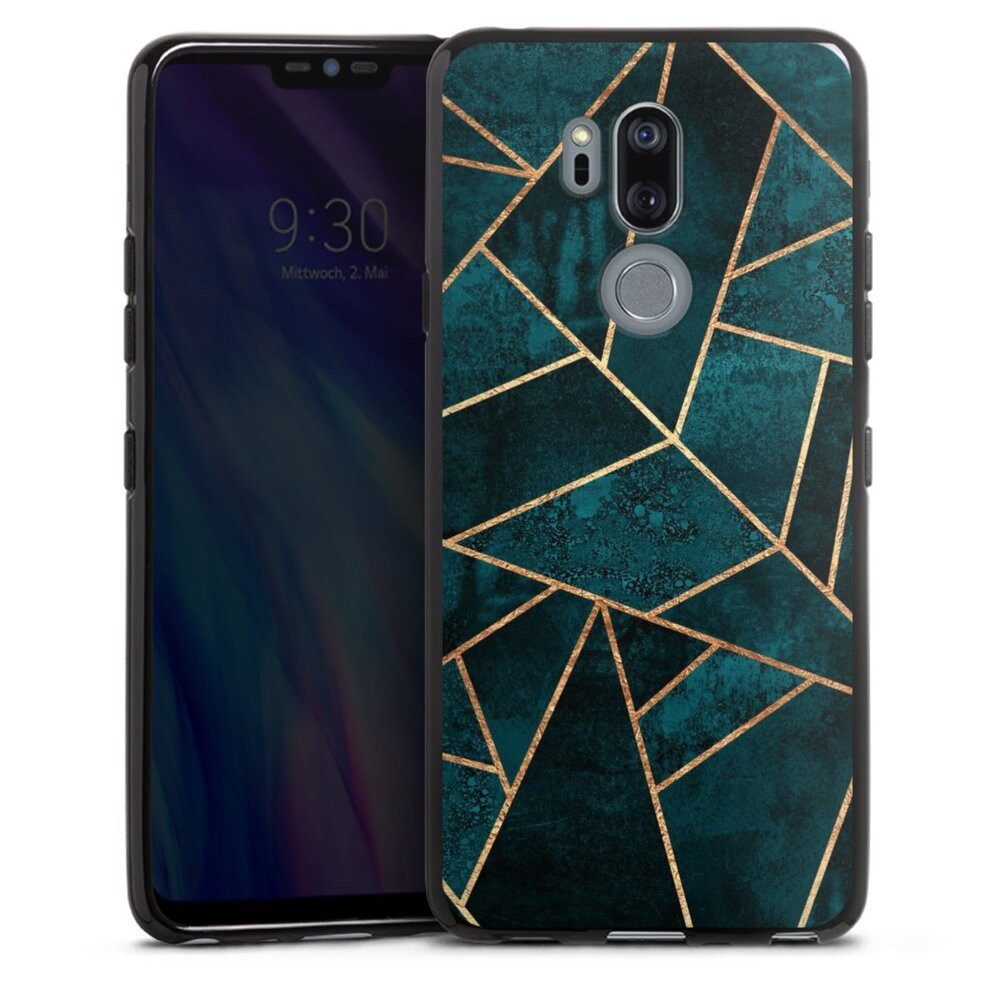 Deindesign Handyhülle Deep Teal Stone Gold Print Lg G7 Thinq Hülle