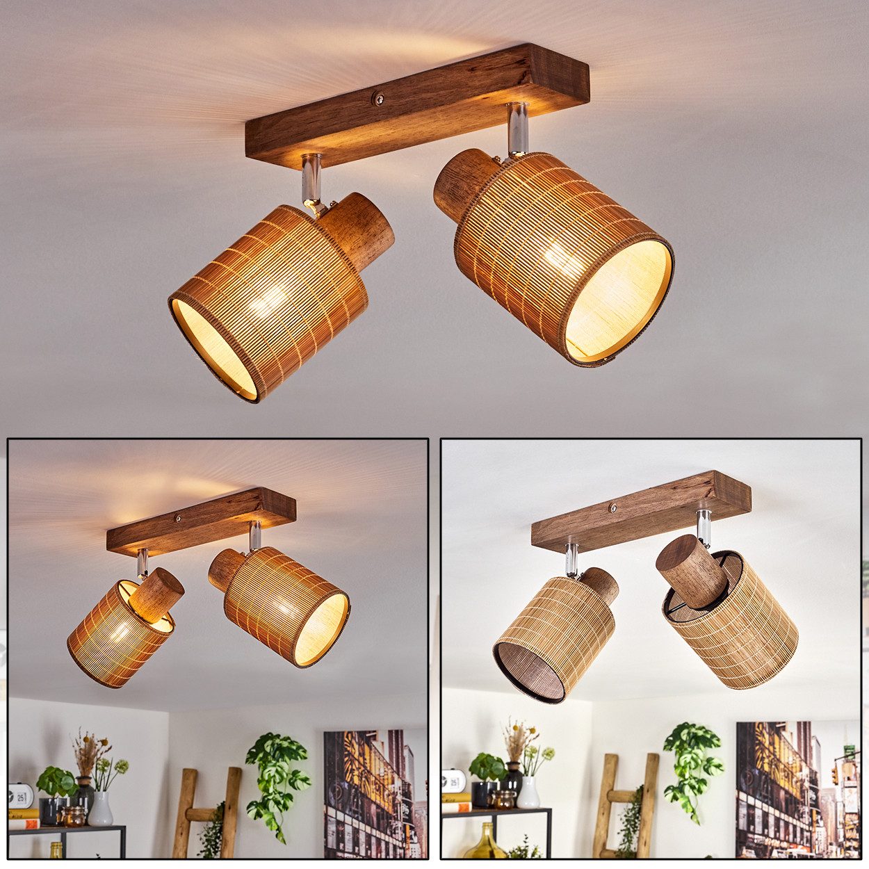 Hofstein Deckenleuchte Moderne Deckenlampe Aus Holzmetallbambus In