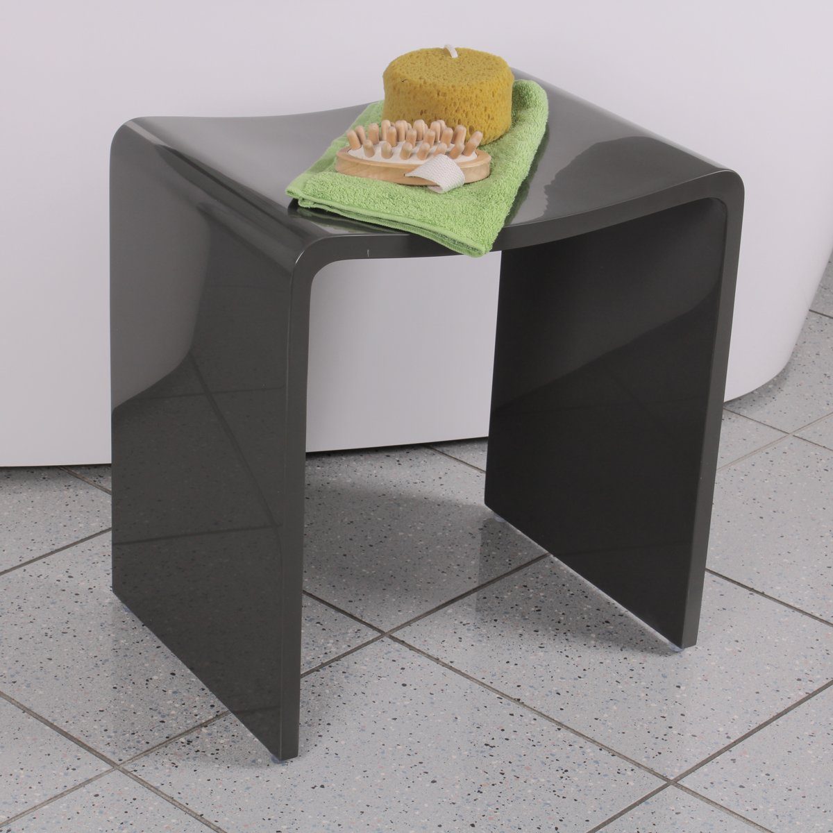 KZOAO Duschhocker Design Spa Badhocker aus Mineralguss Modell "Rom ...