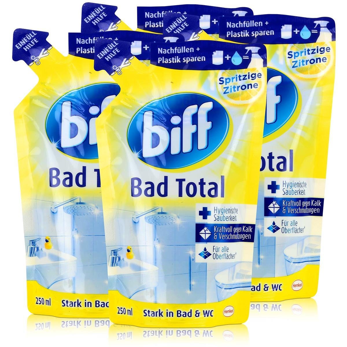 biff Biff Bad Total Zitrone Nachfüllbeutel 250ml - Kraftvoll gegen Kalk (4e Badreiniger