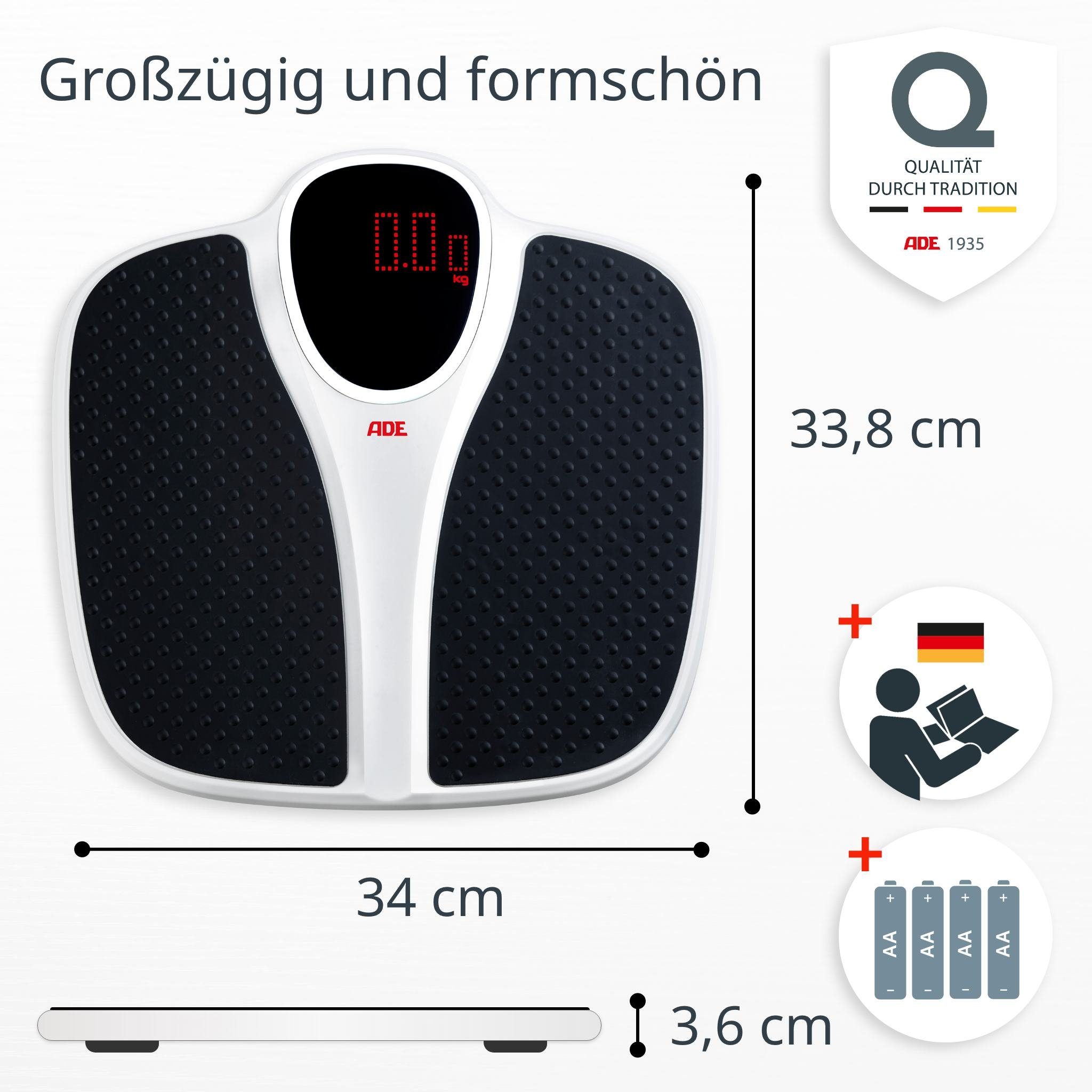 ADE Personenwaage Digitale Waage mit extra großer Trittfläche ...