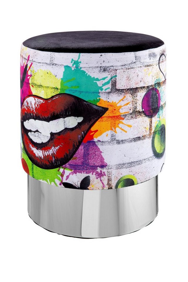 Gilde Hocker Gilde Polsterhocker Streetart Mehrfarbig H 46cm X D