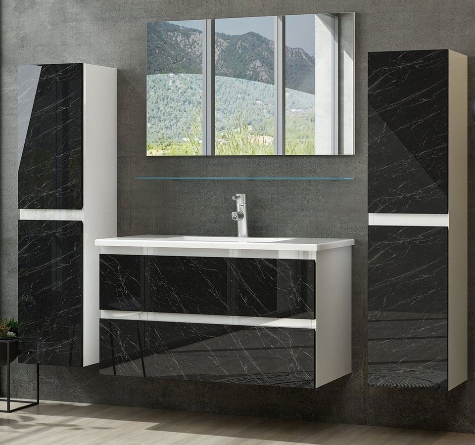Homeline Badmöbel Set Luuci New 60 Badmöbel Set 60 Cm Schwarzweiss