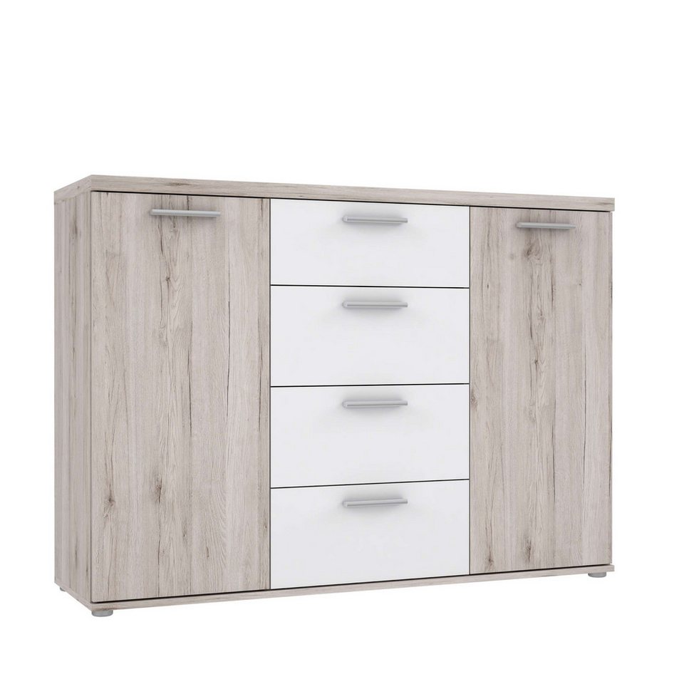 99rooms Kommode Inna Sideboard Kommode 2 Türig Mit 4 Schubladen