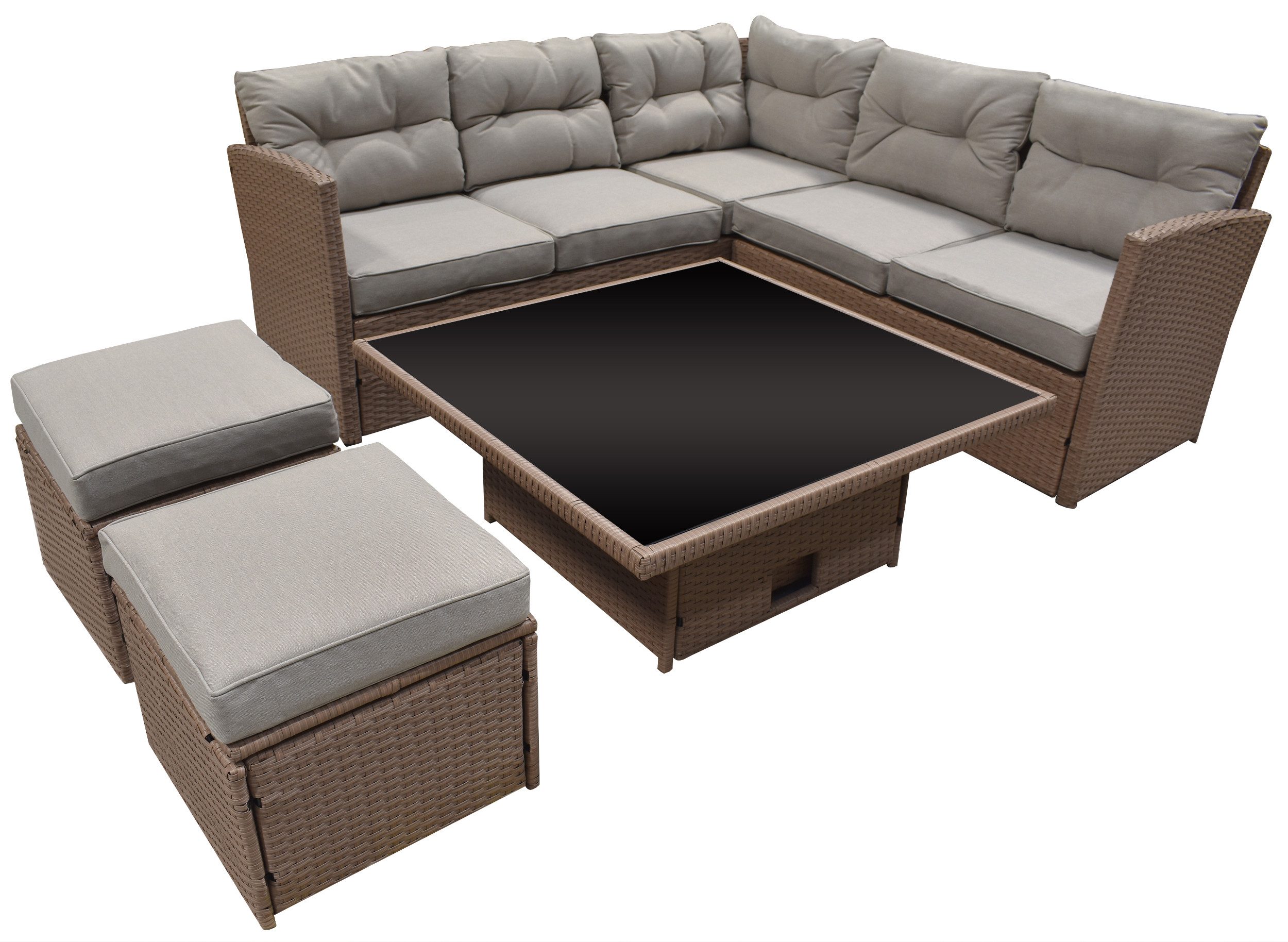 Mks MÖbel Gartenlounge Set Ursa Set 1 Ecksofa 1 Tisch 2 Hocker