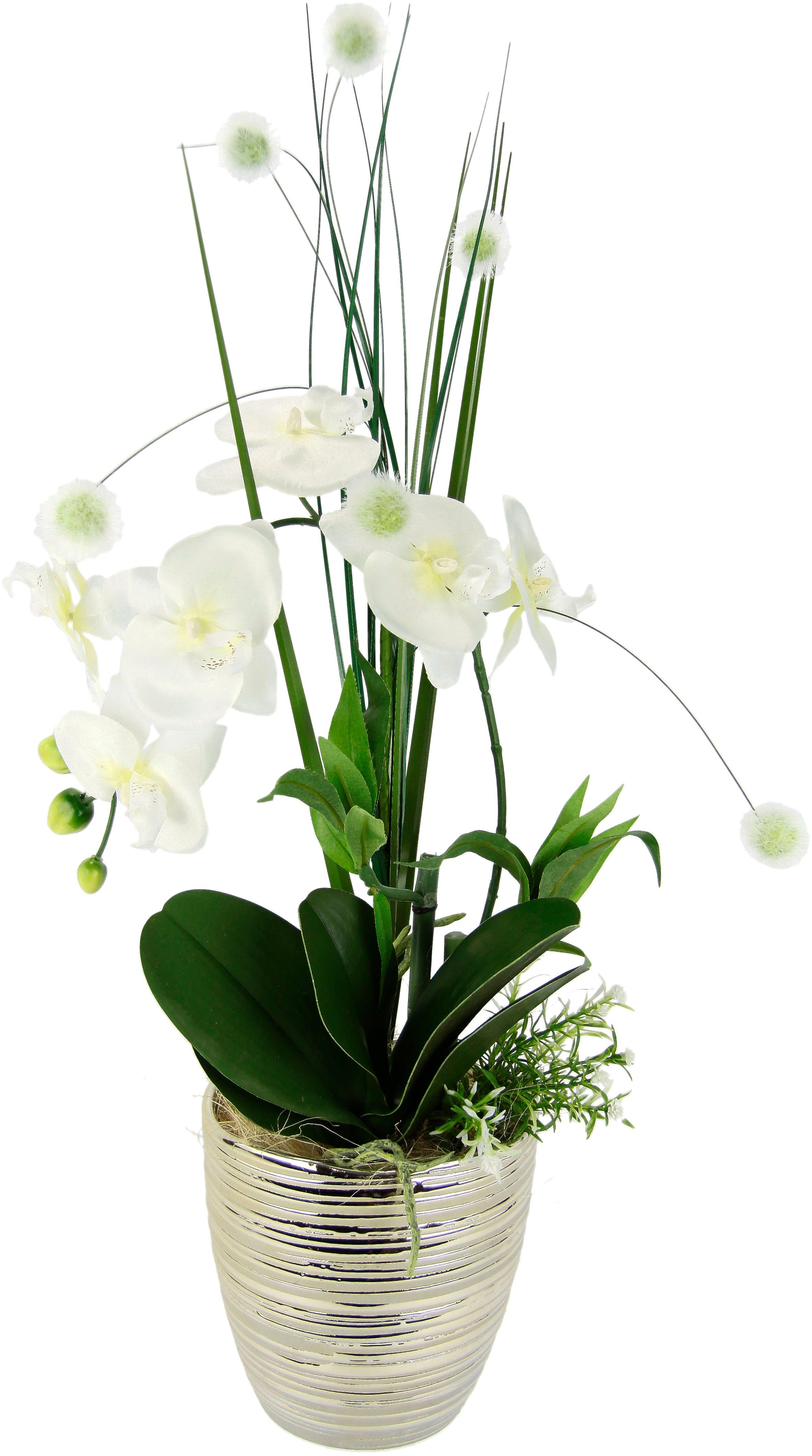 Kunstblume Arrangement Orchideegras Igea Höhe 60 Cm Topf Aus