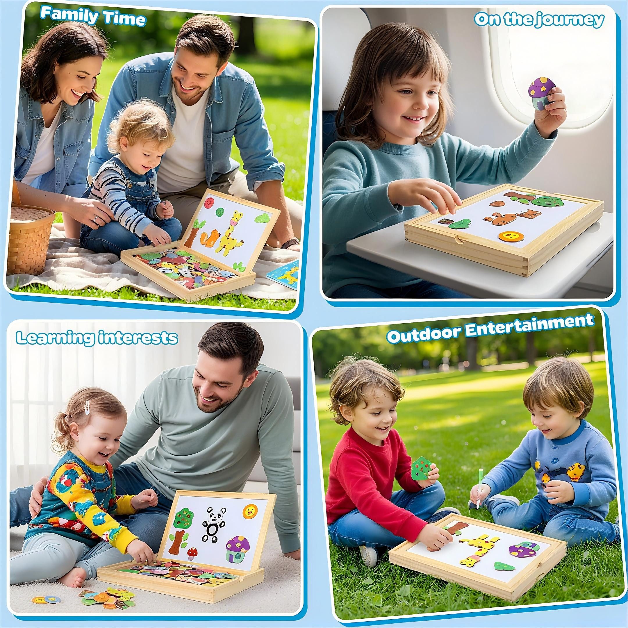 POPOLIC Puzzle Magnetisches Holzpuzzle 110 Stück, Magnettafel Kinder ...