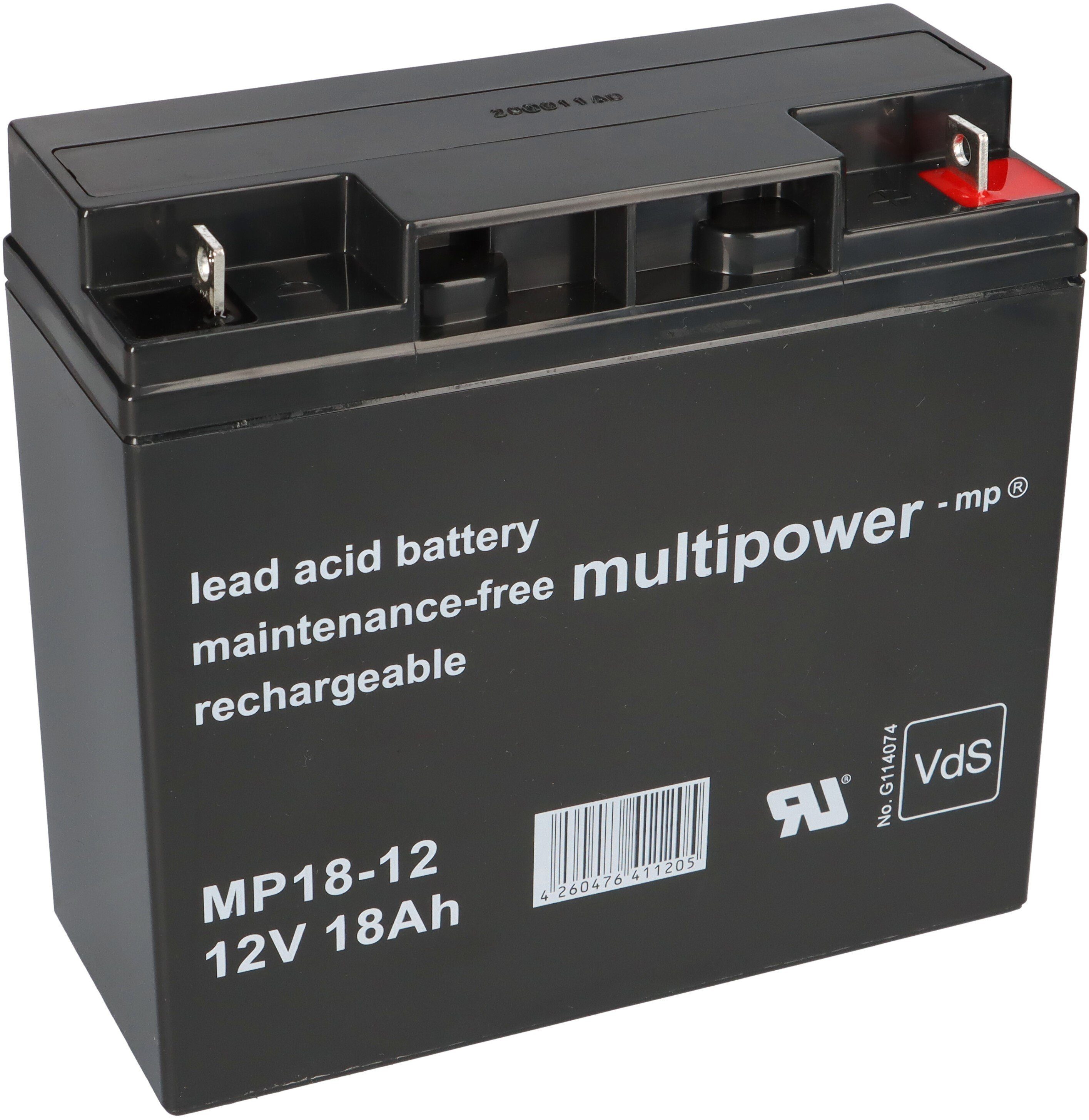 Multipower Multipower Blei-Akku MP18-12 Pb 12V 18Ah VdS, M5 Bleiakkus (12V V)