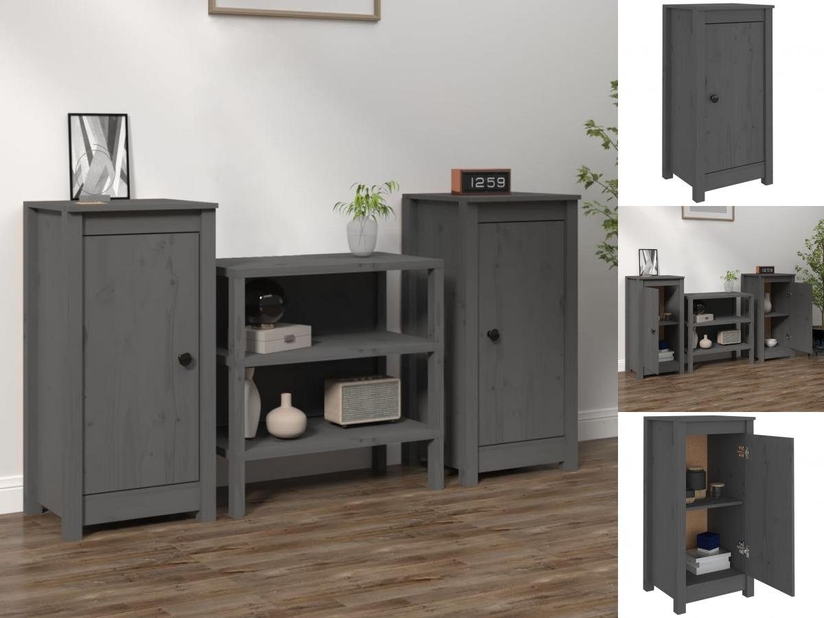 Vidaxl Anrichte Sideboards 2 Stk Grau 40x35x80 Cm Massivholz Kiefer