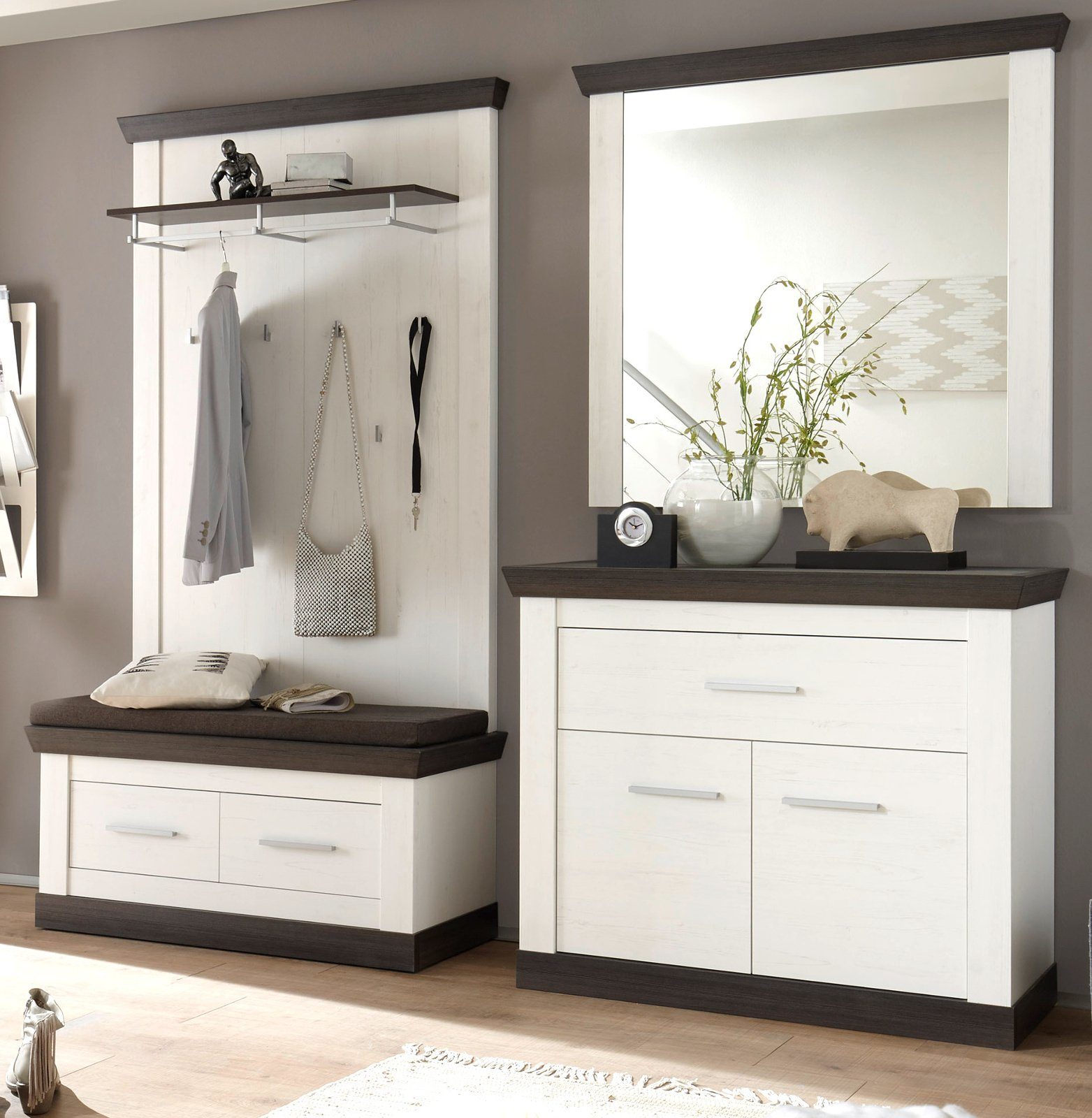 Furndesign Garderoben Set Corela Flurgarderobe In Pinie Weiß Mit