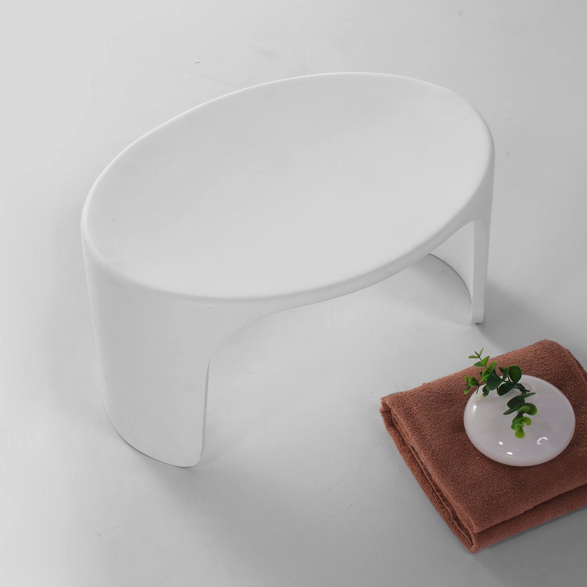 KZOAO Duschhocker Design Spa Badhocker aus Mineralguss Modell "Lucca ...