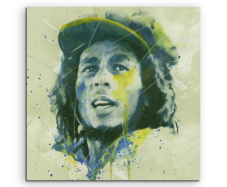 Sinus Art Leinwandbild Bob Marley Splash 60x60cm Kunstbild Als Aquarell